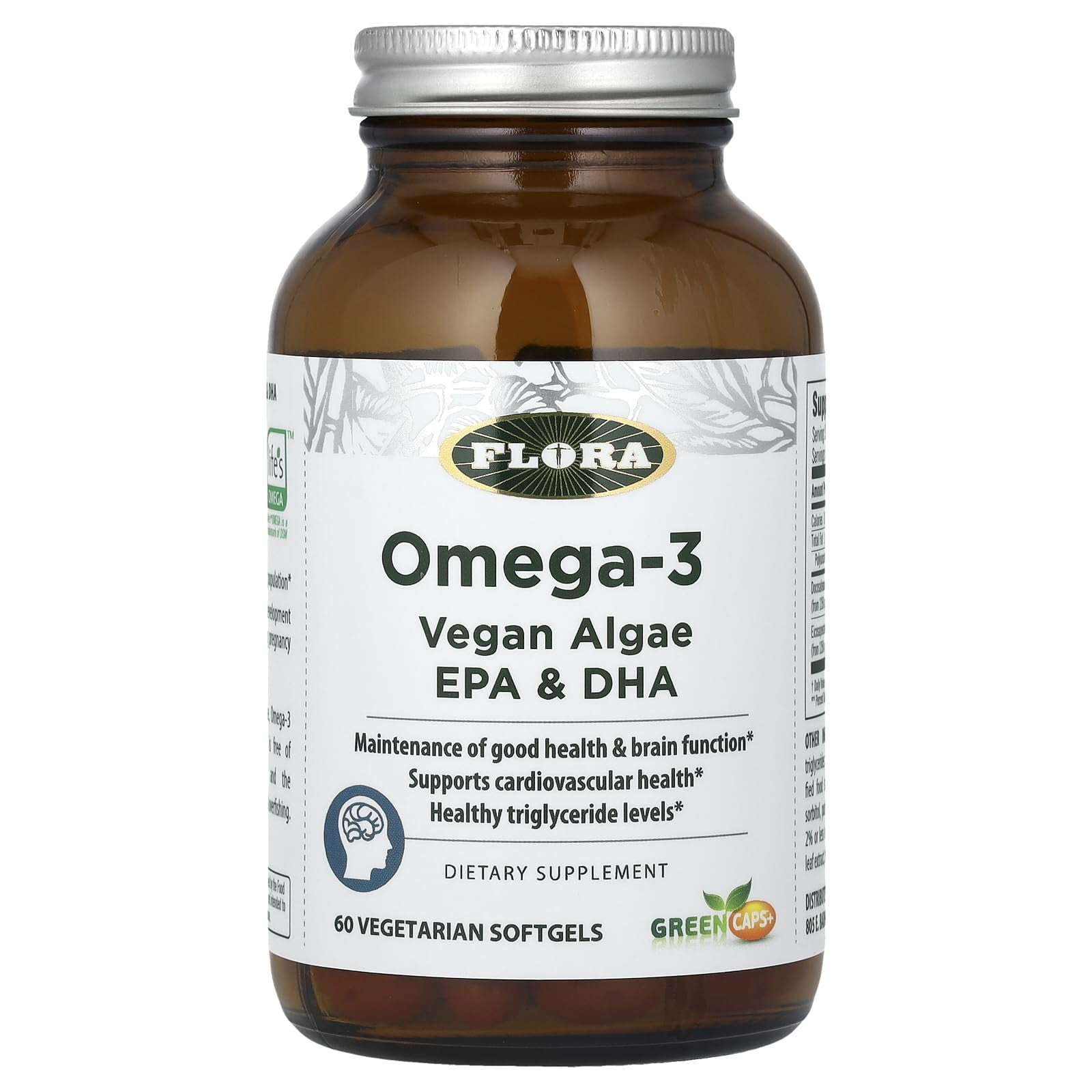 Flora Health Omega-3 EPA & DHA Vegan Algae, Maintain Good Health ...