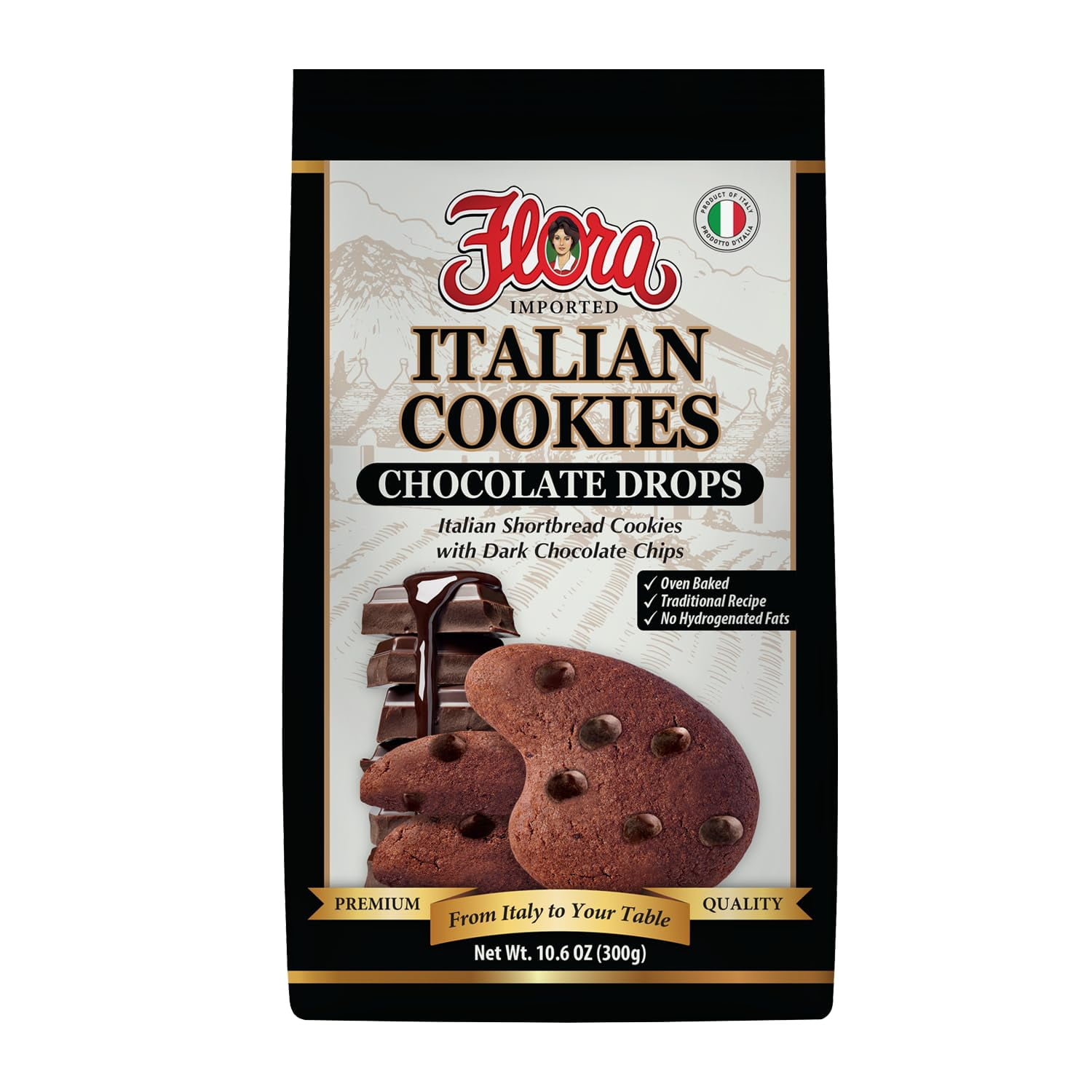 Flora Italian Cookies Chocolate CCF19 Drops - Italian Shortbread ...