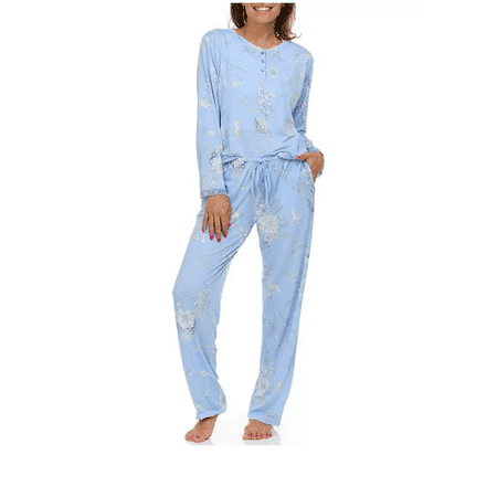 Flora Nikrooz 2-Piece Long Sleeve Henley Pajama Set - Walmart.com