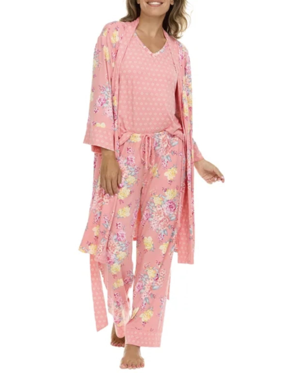 Flora Nikrooz FN Women's Super Soft 3 Piece Pajama Sleep Set, Robe ...