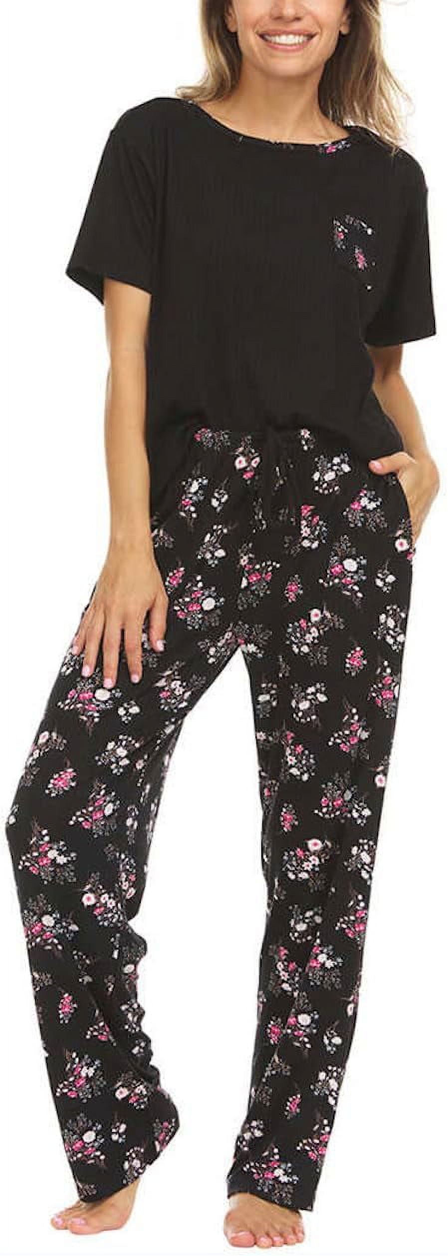 Flora Nikrooz Women 2-piece Super Soft Pajama Set (Black Floral, Medium) - Walmart.com