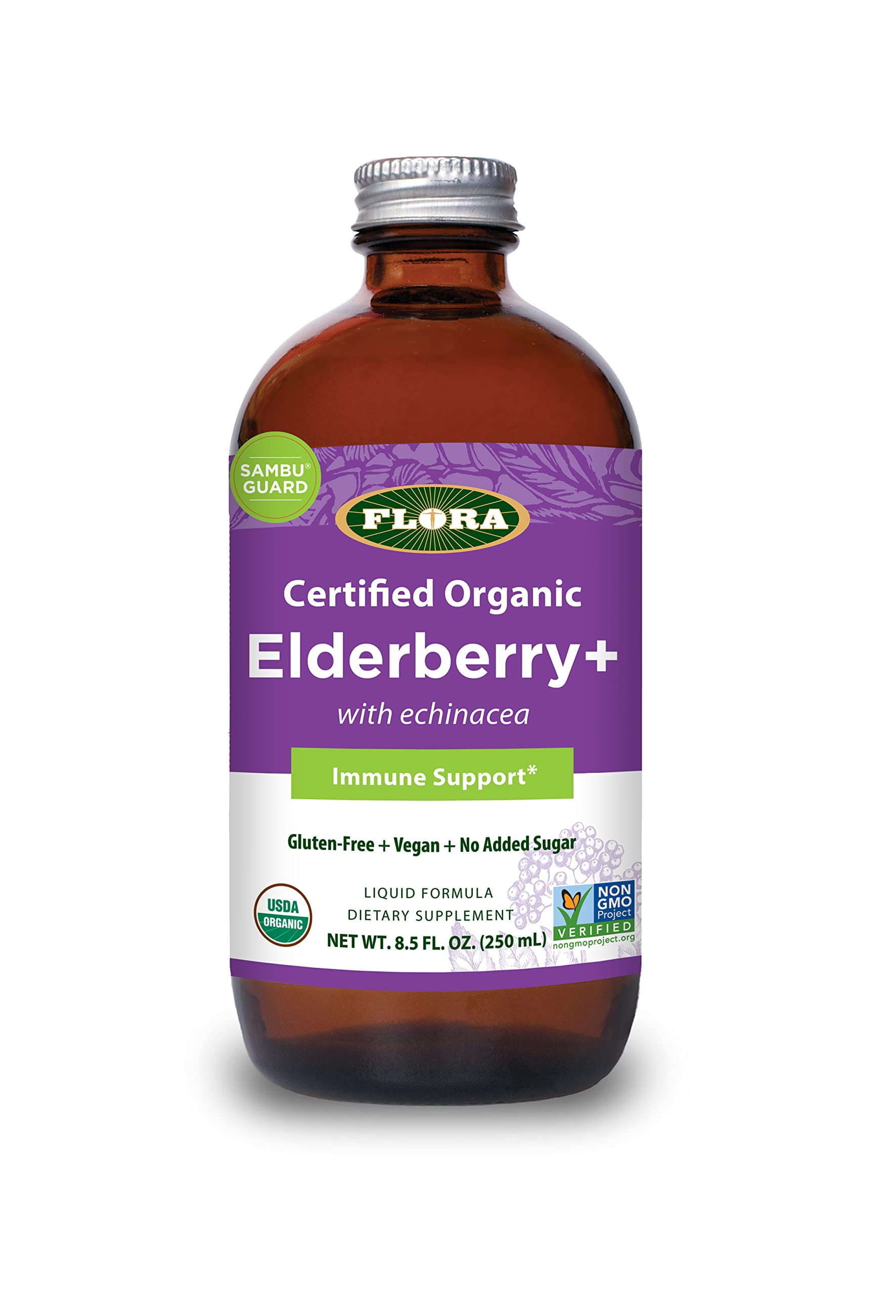 Flora Organic Black Elderberry Syrup + 8.5 fl. Oz. - Immune Booster ...
