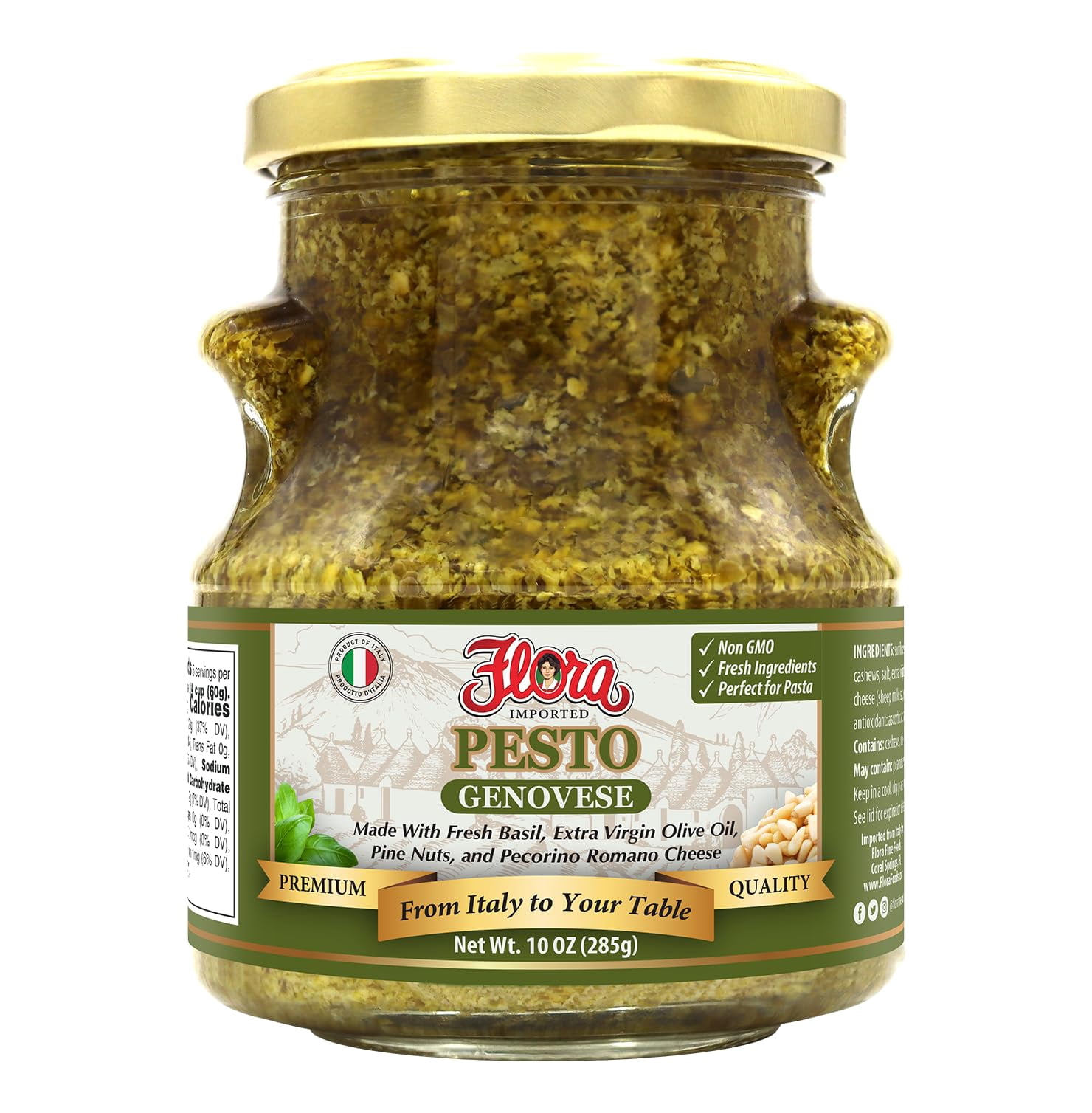 Flora Pesto Genovese - Traditional Italian SMRBasil Sauce - Made in ...