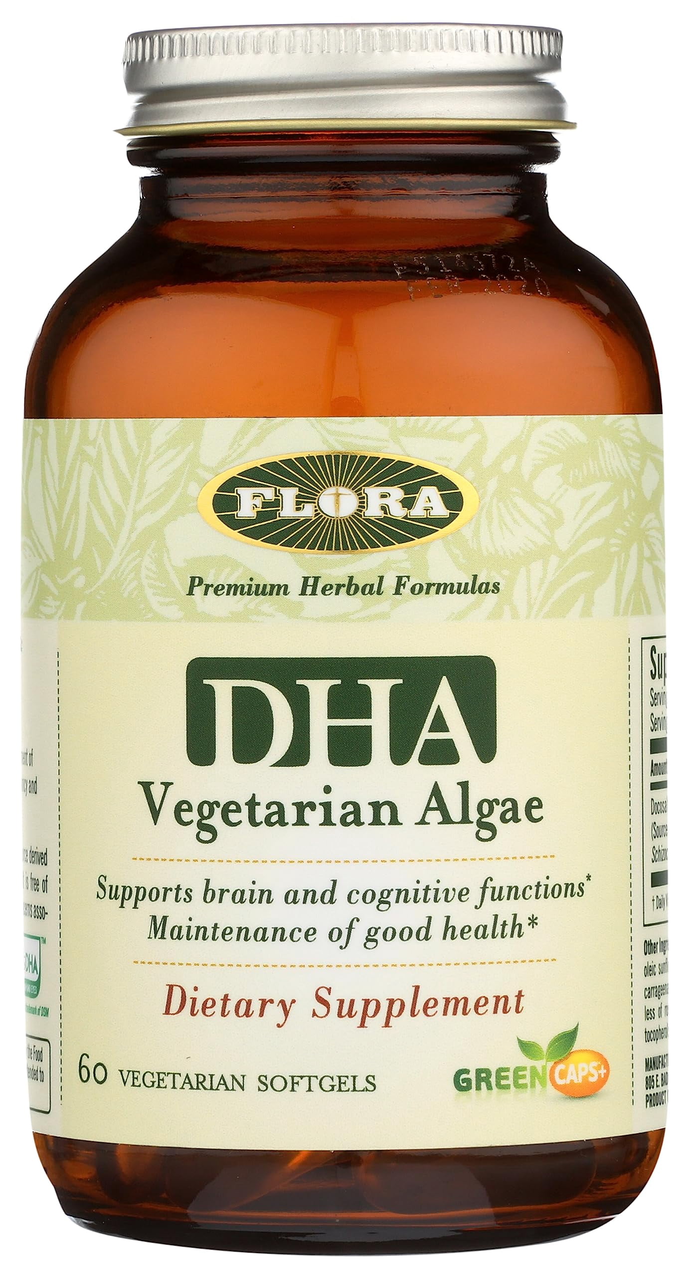 Flora Vegetarian Algae DHA, Supports Brain & Cognitive Functions, 60 ea ...