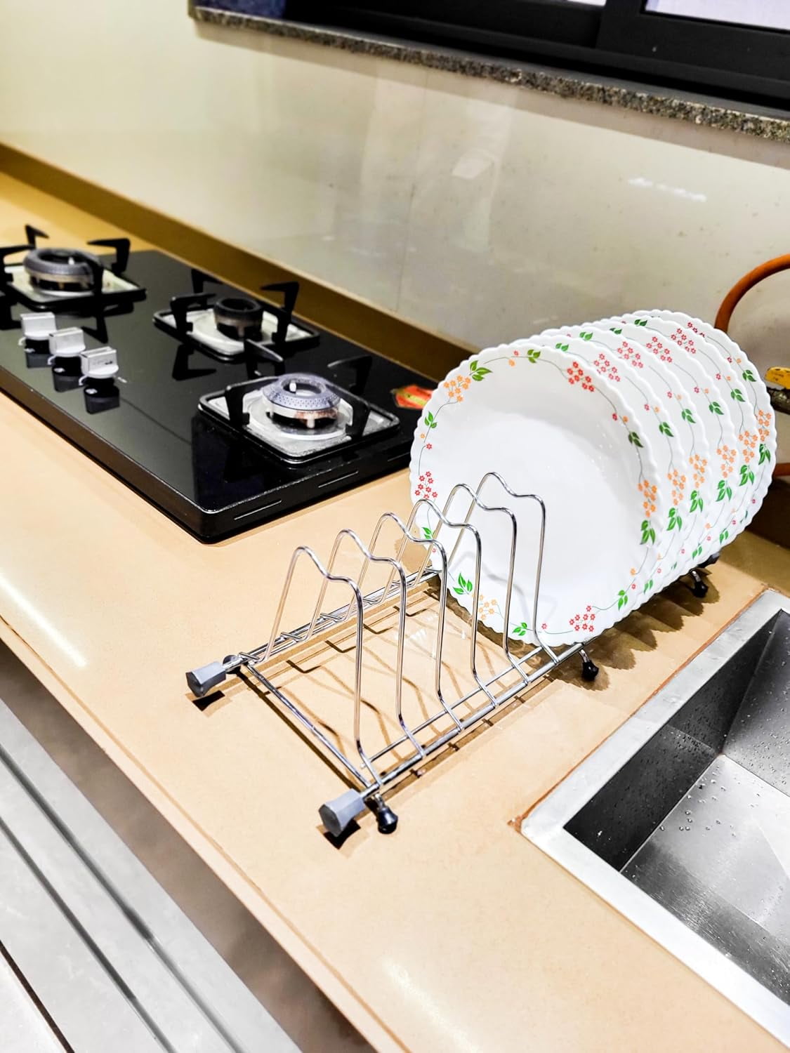 Flora Stainless Steel Plate Stand Dish Rack Thali Stand for Modular ...