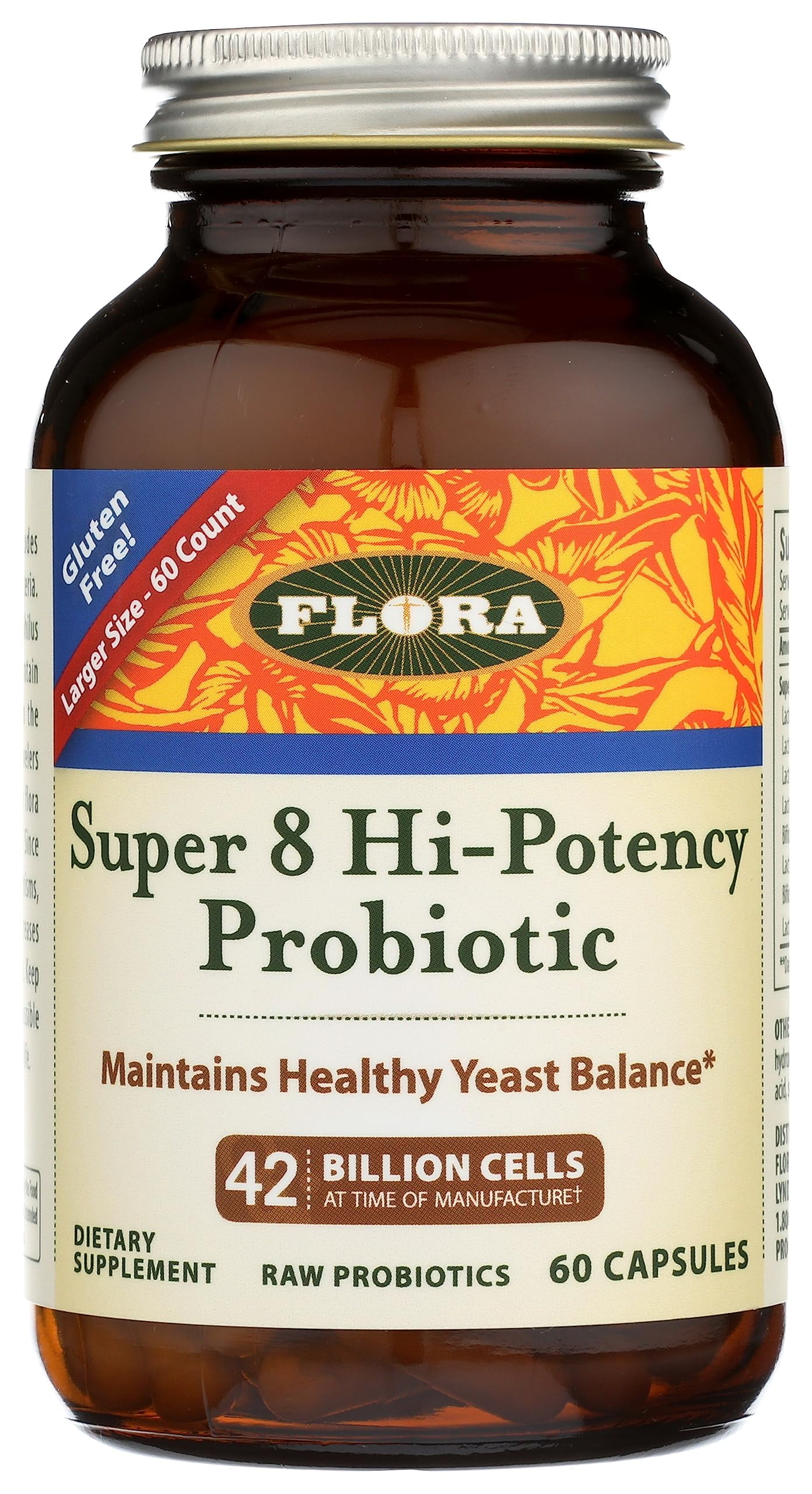 Flora Super 8 Probiotic Blend, 60 Capsules, Boosts Immune Function ...