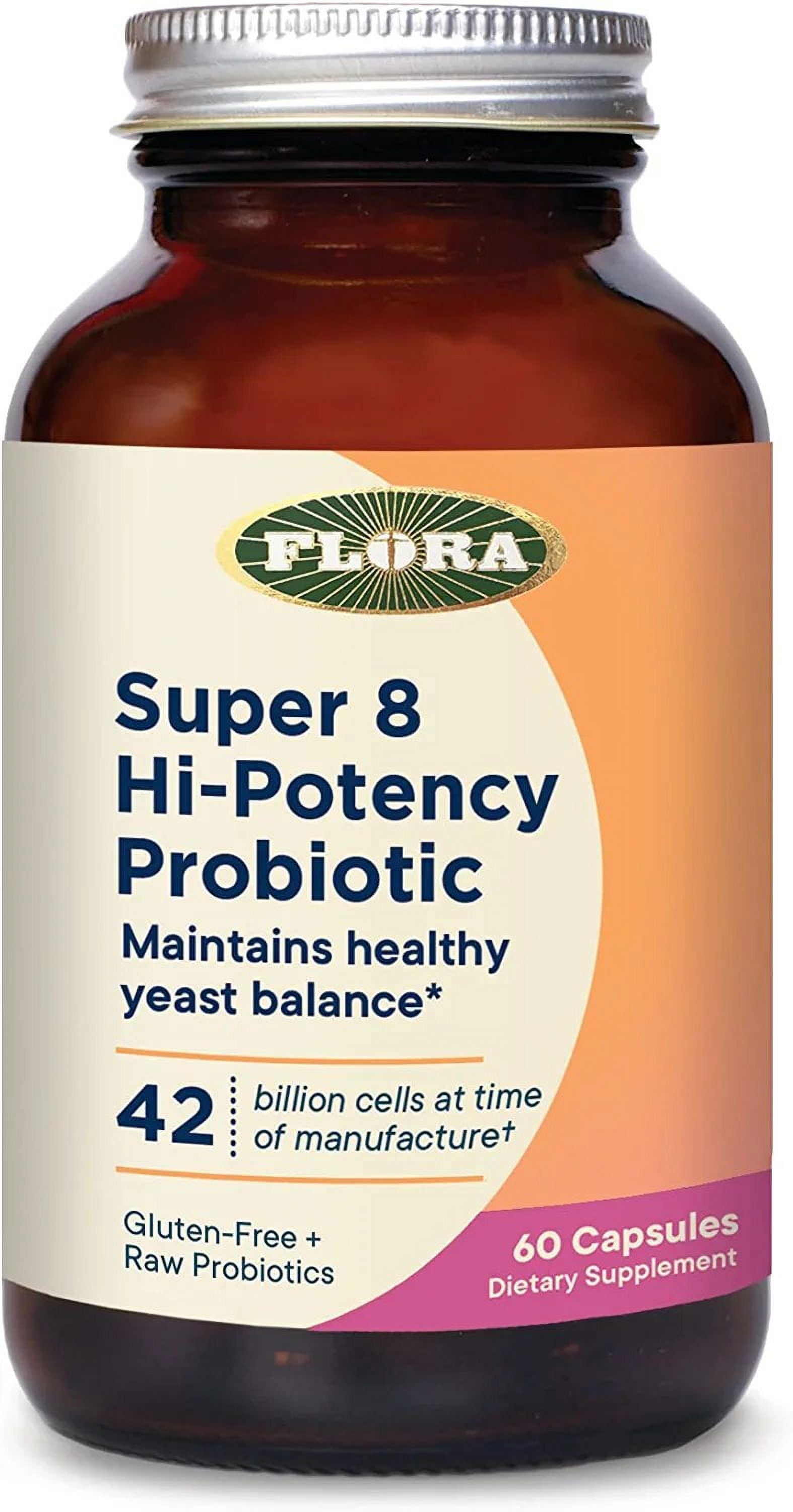 Flora Super 8 Hi Potency Probiotics 60 Count - Healthy Yeast Balance ...