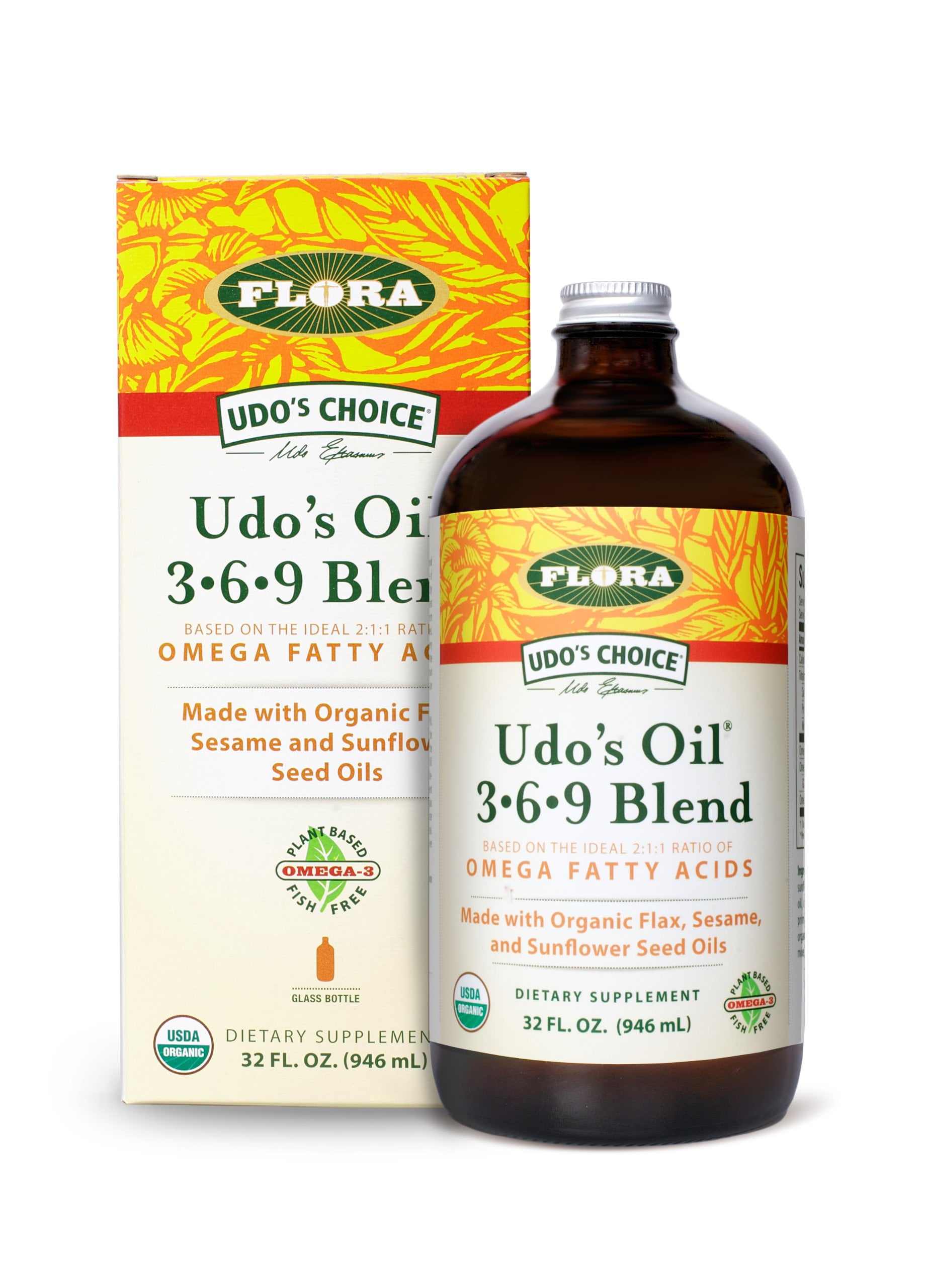 Flora Udo's Choice Omega-3, Omega-6 Oil Blend 3.6.9, 32 Oz, Organic ...