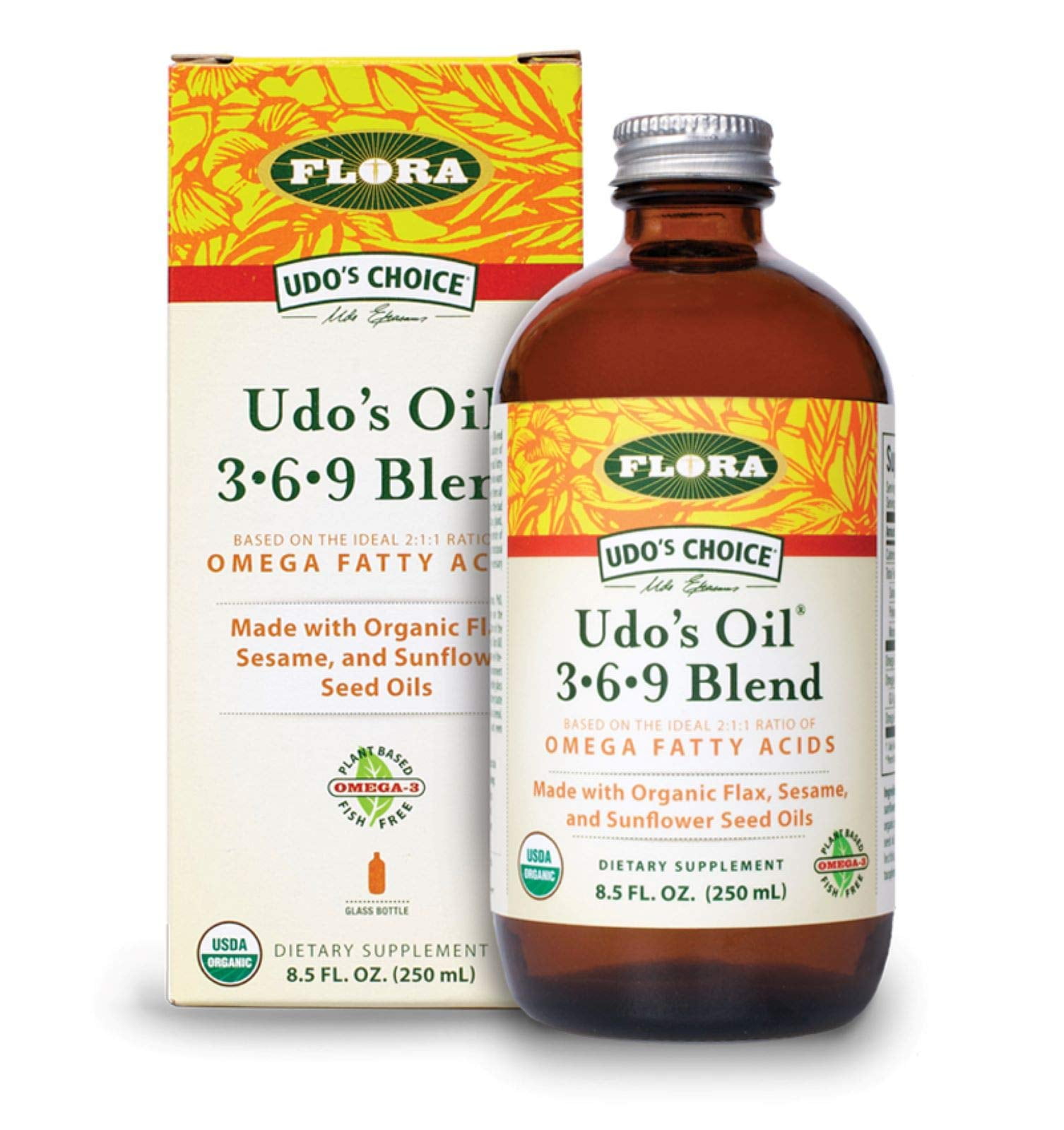 Flora Udo's Choice Organic Omega 3.6.9 Oil Blend, Vegan Plant-Based ...
