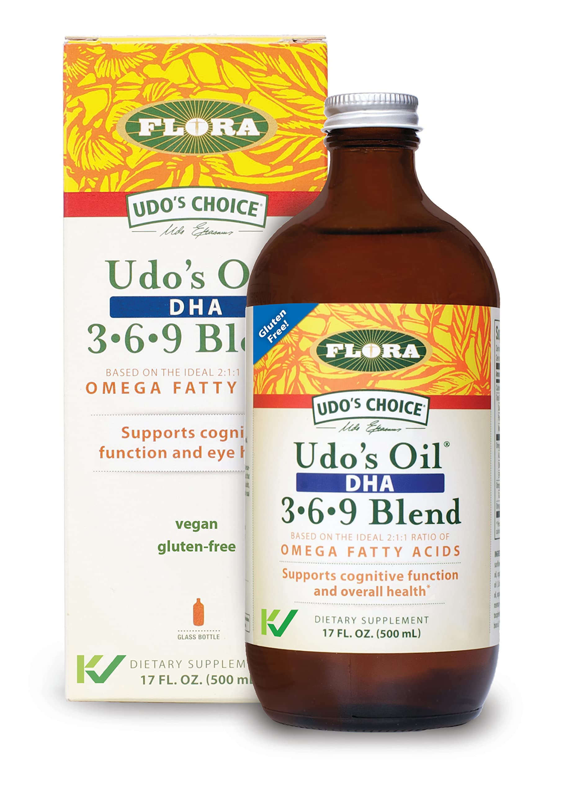 Flora Udo's Omega 3-6-9 Oil with DHA 17 Fl Oz Supplement - Organic ...