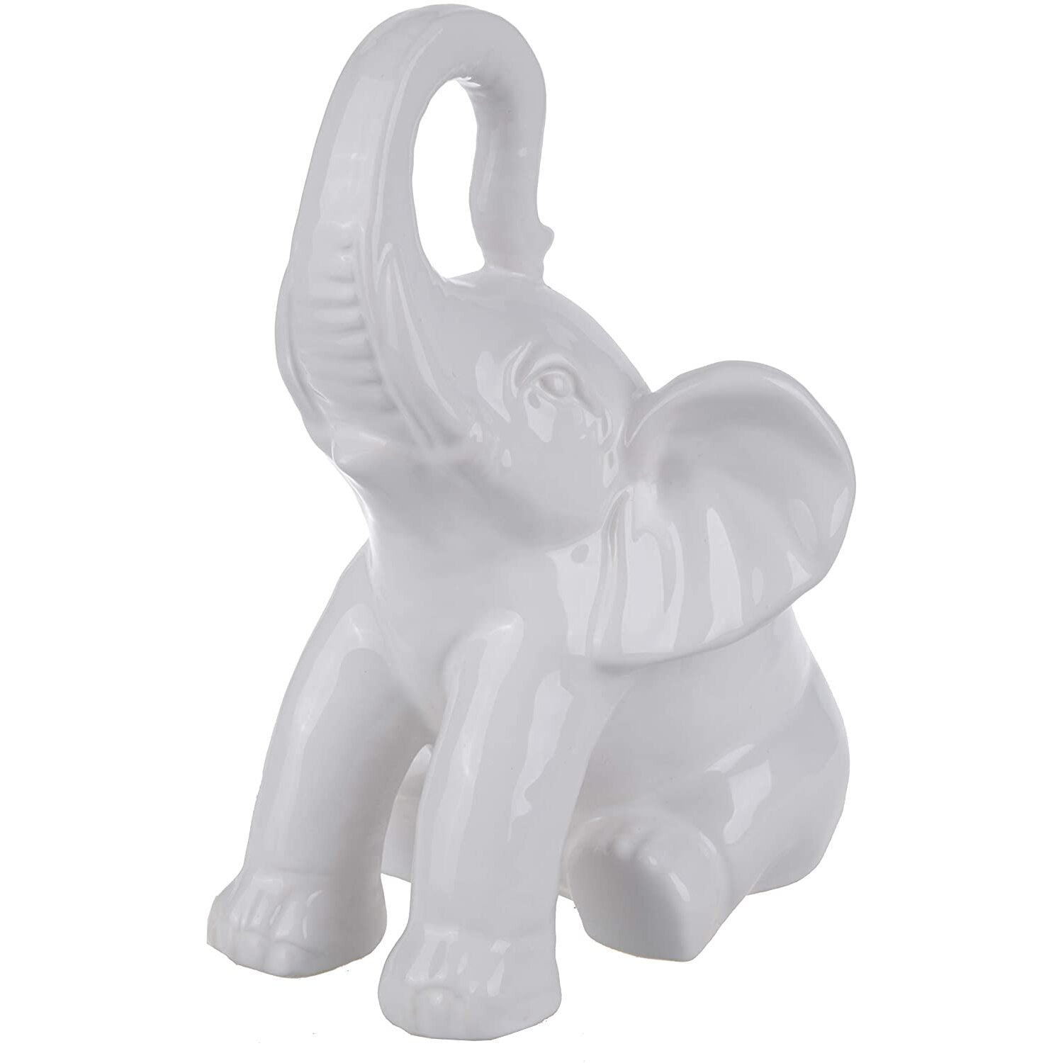 Flora and Fauna Elephant Figurine, White-Color:White,Style:Modern Chic ...