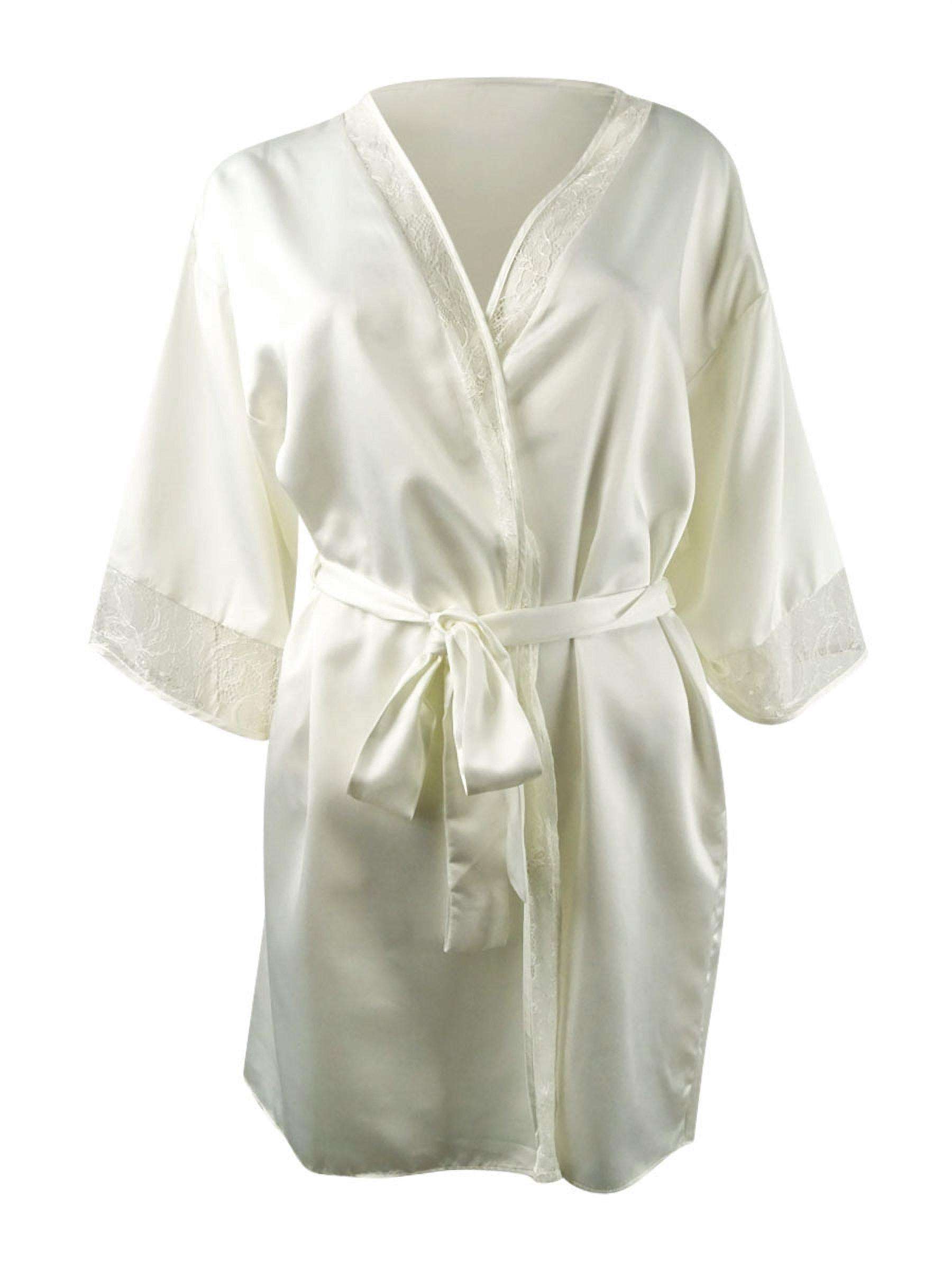 Flora by Flora Nikrooz Women's Lace-Trim Wrap Robe (S/M, Ivory ...