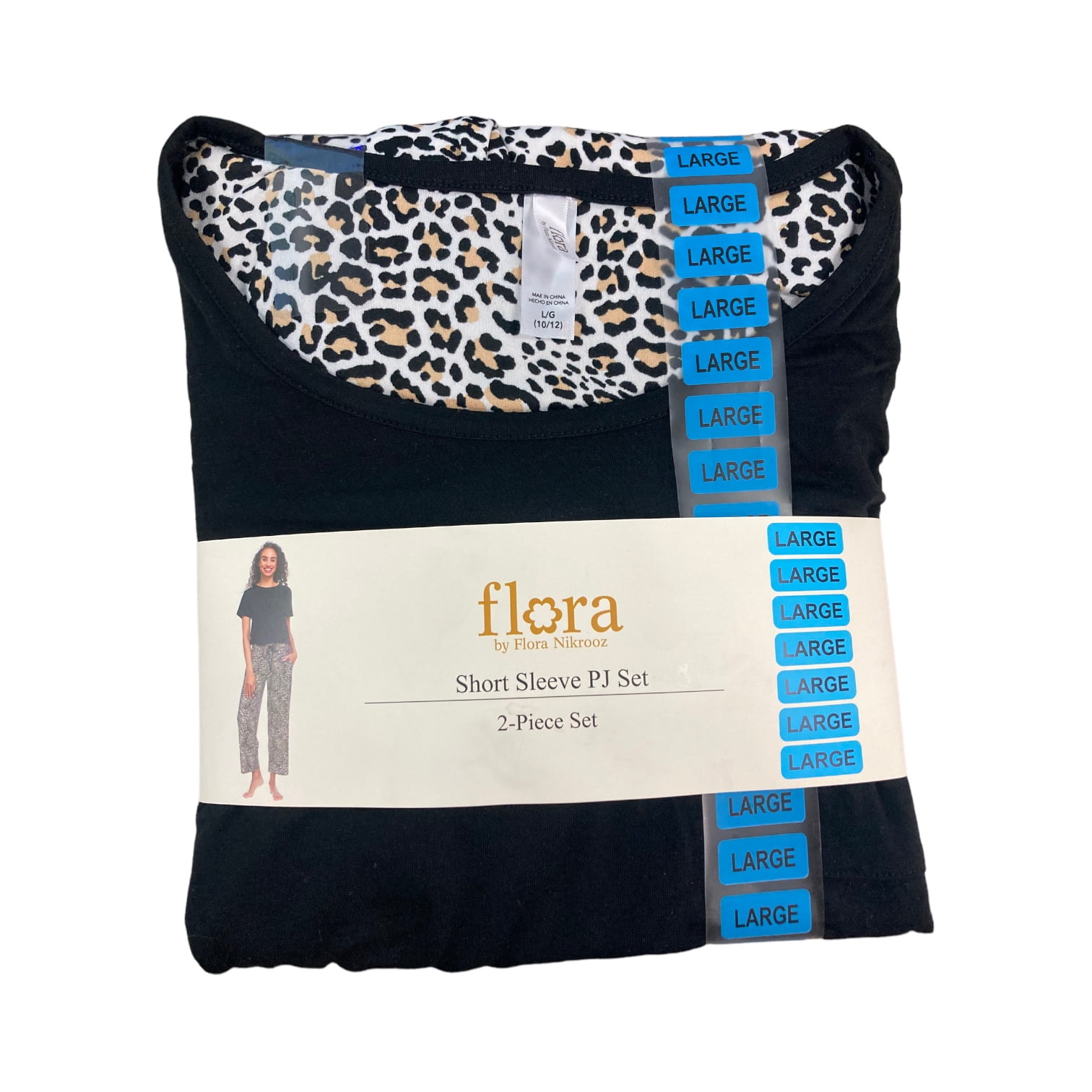 Flora by Flora Nikrooz Women's Short Sleeve 2 Piece PJ Set (Black, M ...