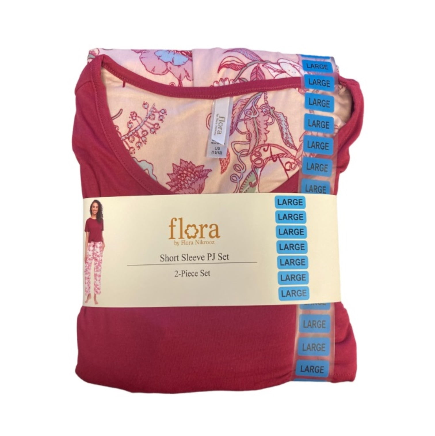 Flora by Flora Nikrooz Women's Short Sleeve 2 Piece PJ Set (Raspberry, S) - Walmart.com