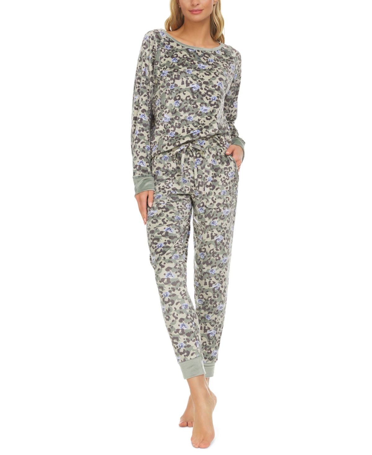 Flora by Flora Nikrooz Womens Leslie Printed Velour Pajama Set ...