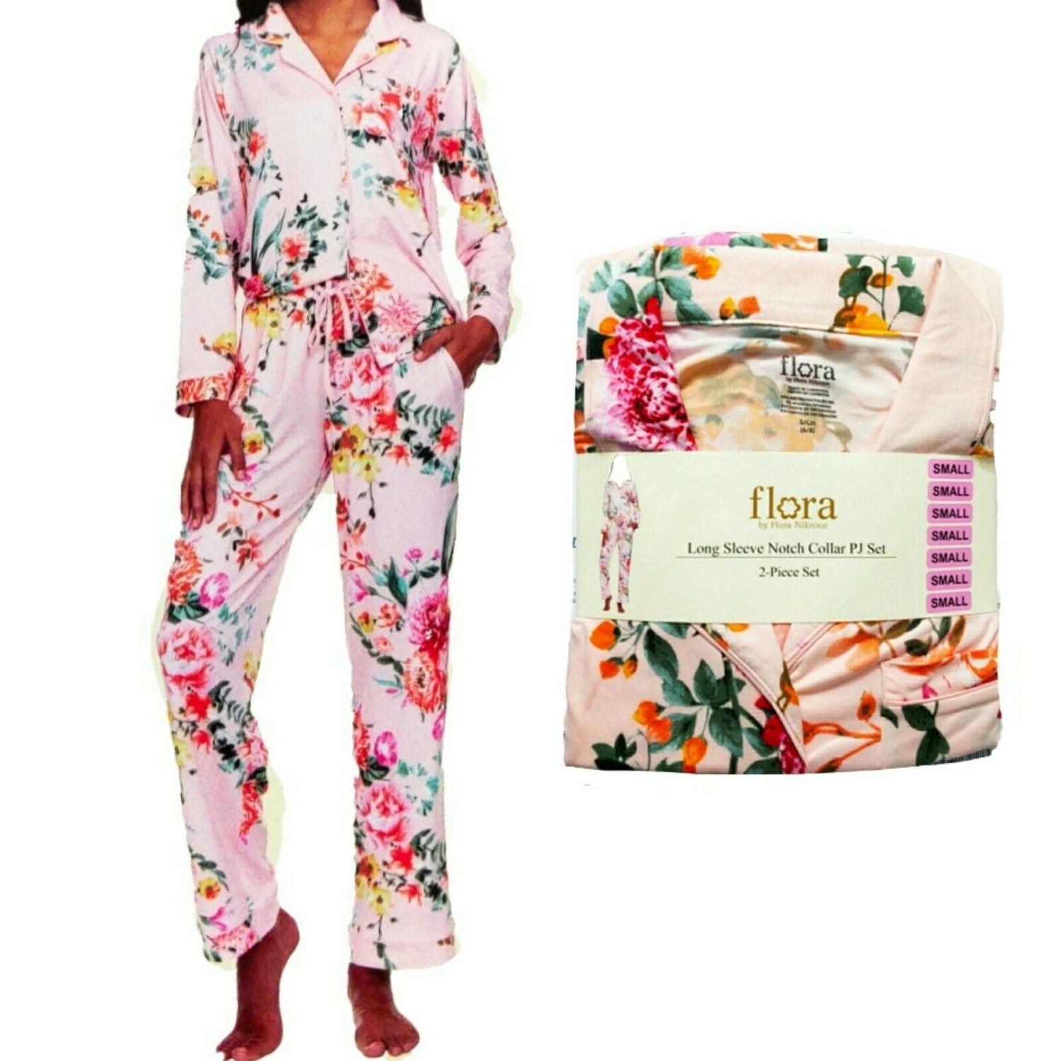 Flora by Flora Nikrooz Womens Long Sleeve Notch Collar PJ Pant Set ...