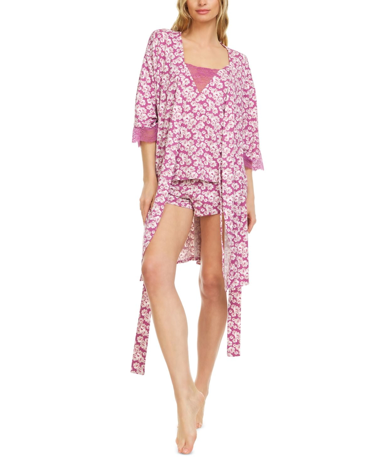 Flora Nikrooz Women's Large Vivienne 3-Piece Floral Travel Set in Pink ...