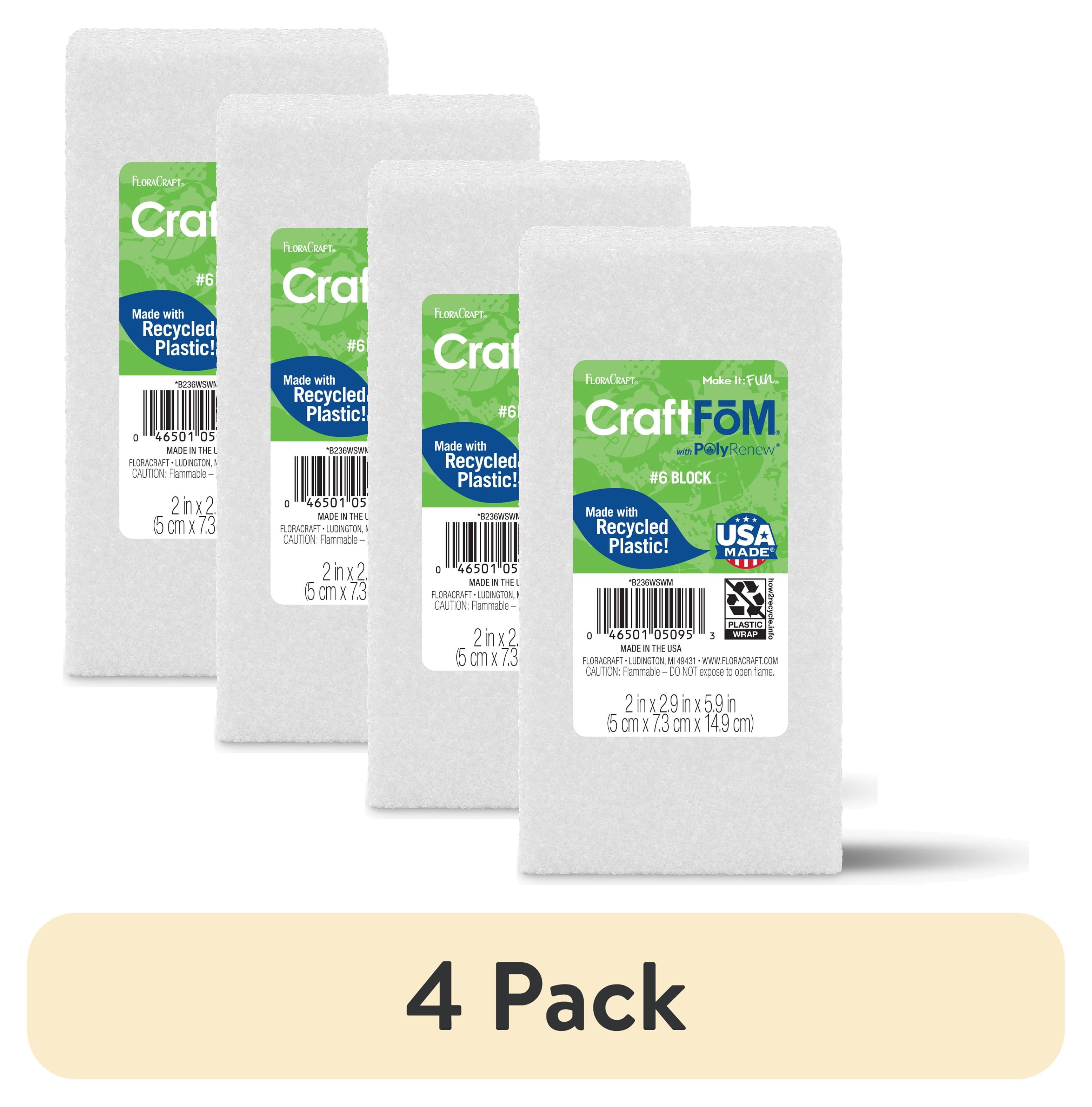 (4 pack) FloraCraft CraftFōM Block 2 inch x 2.9 inch x 5.9 inch White ...