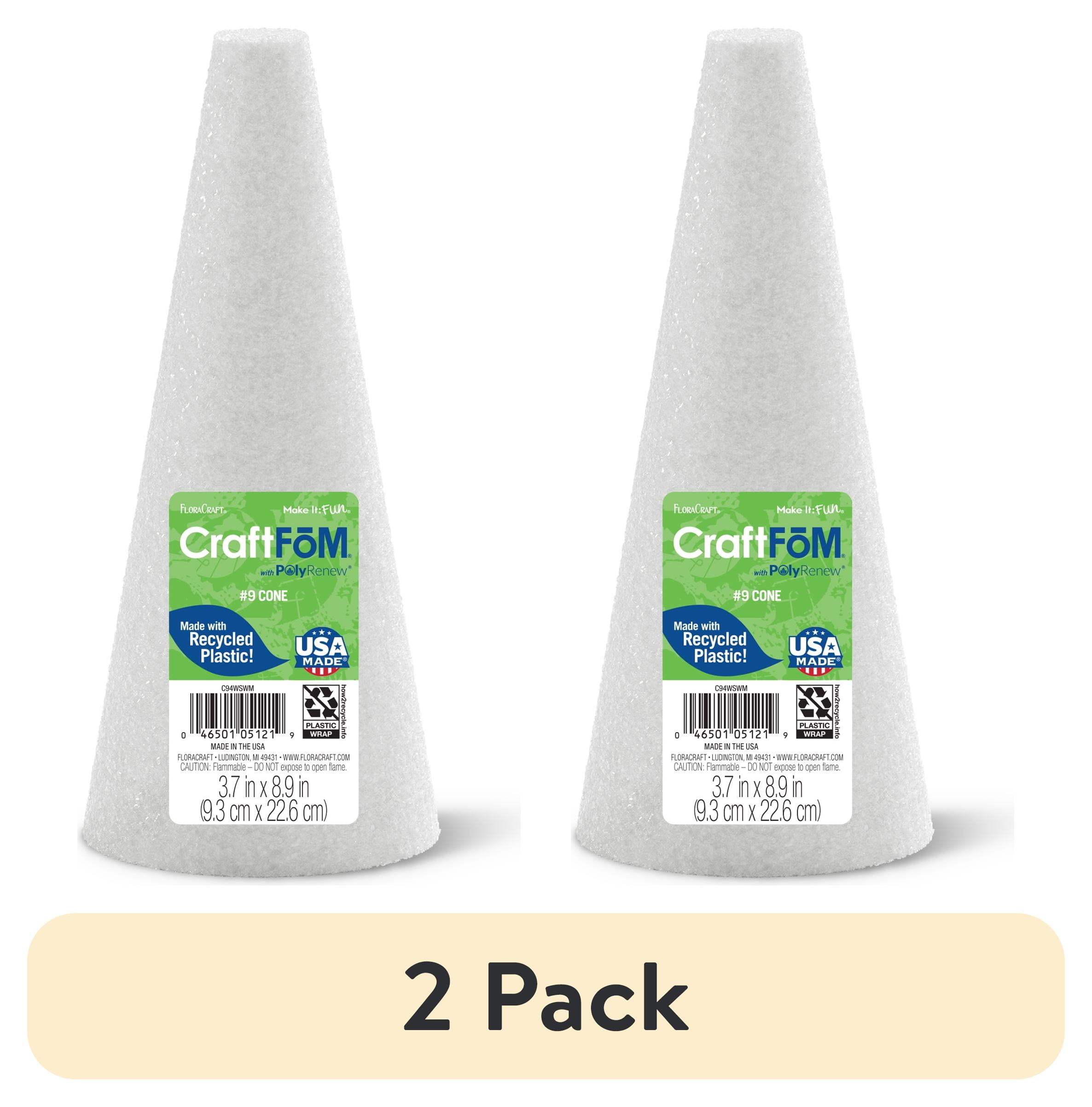 (2 pack) FloraCraft CraftFōM Crafting Foam Cone 3.7 inch x 8.9 inch ...
