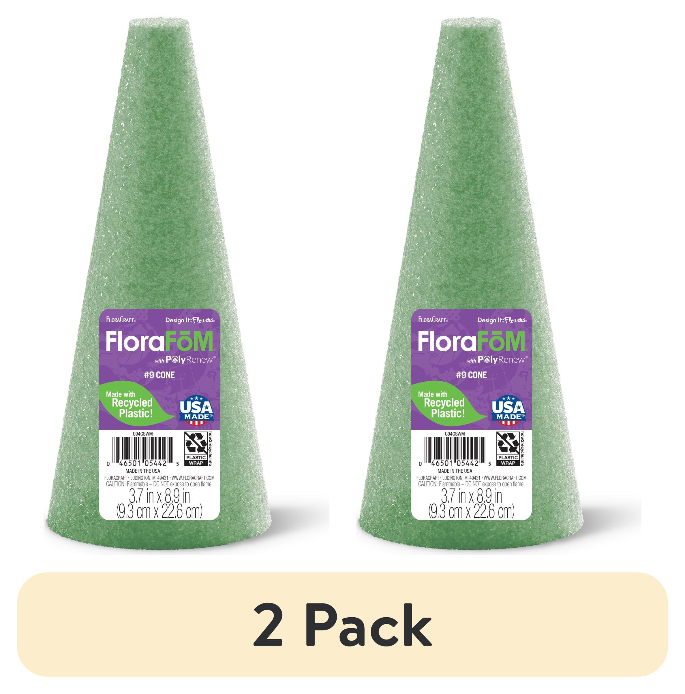 (2 pack) FloraCraft FloraFōM Cone 3.7-inch x 8.9-inch Green XPS Foam ...