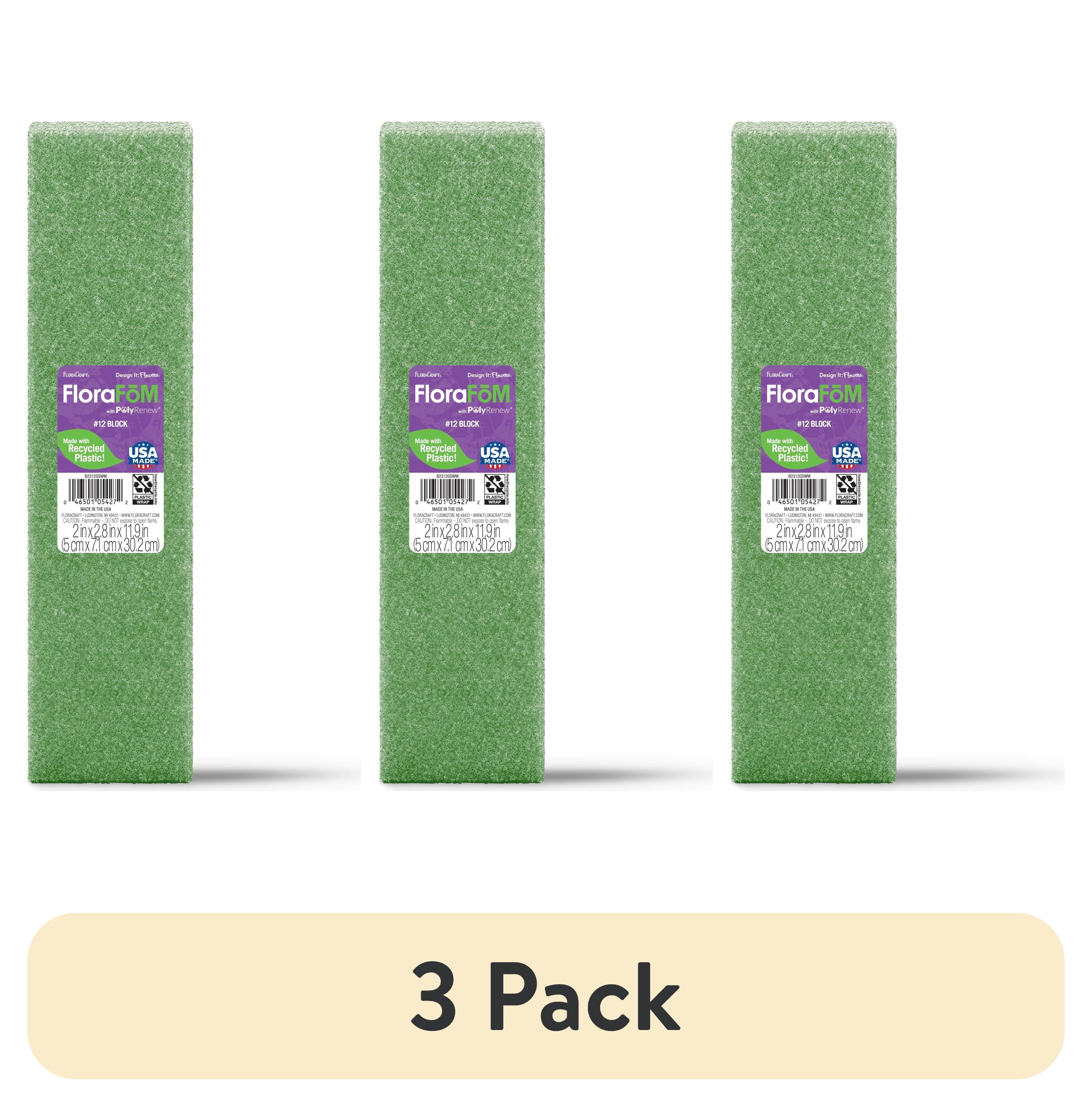 (3 pack) FloraCraft FloraFōM Foam Block 2 inch x 2.8 inch x 11.9 inch ...