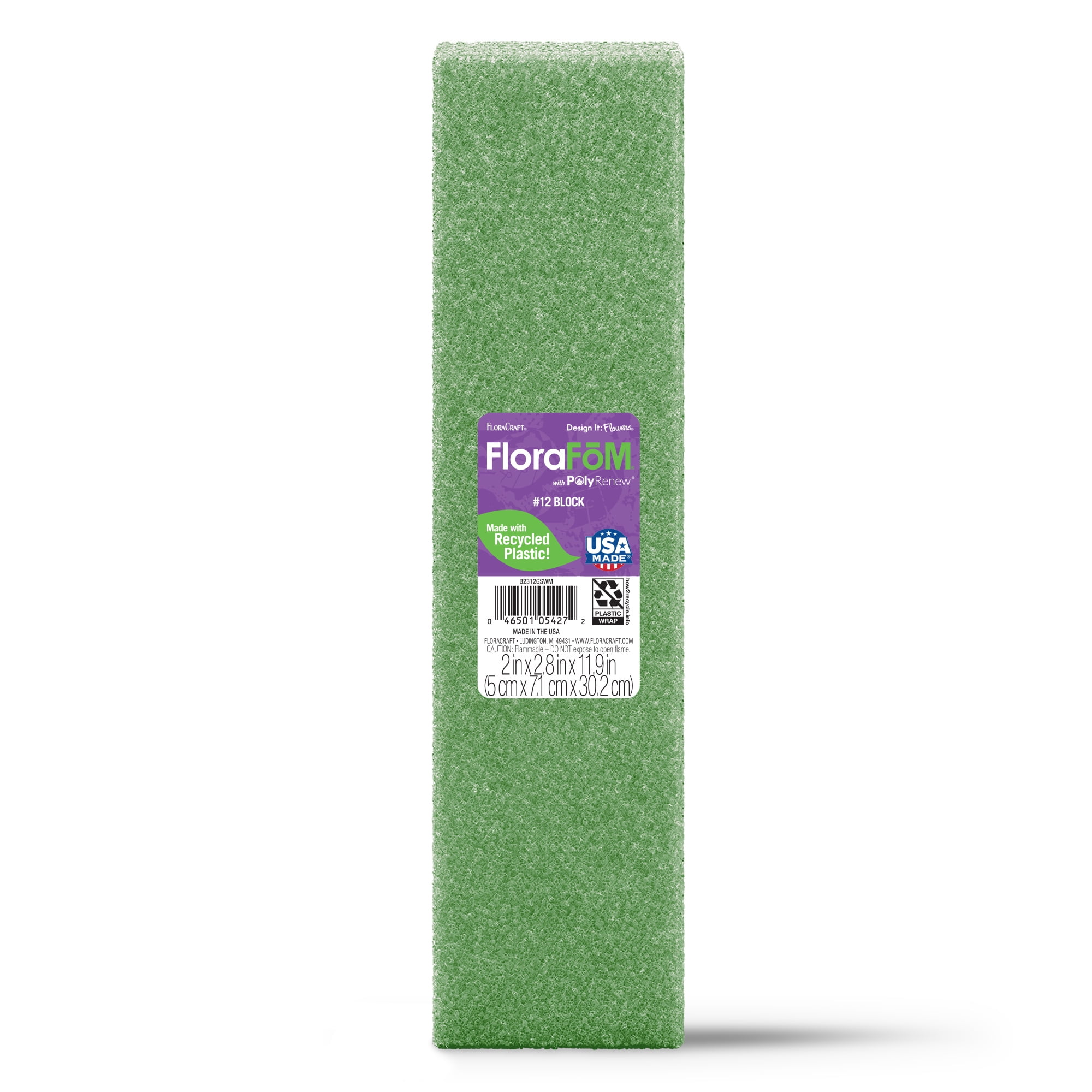 FloraCraft FloraFōM Foam Block 2 inch x 2.8 inch x 11.9 inch Green ...