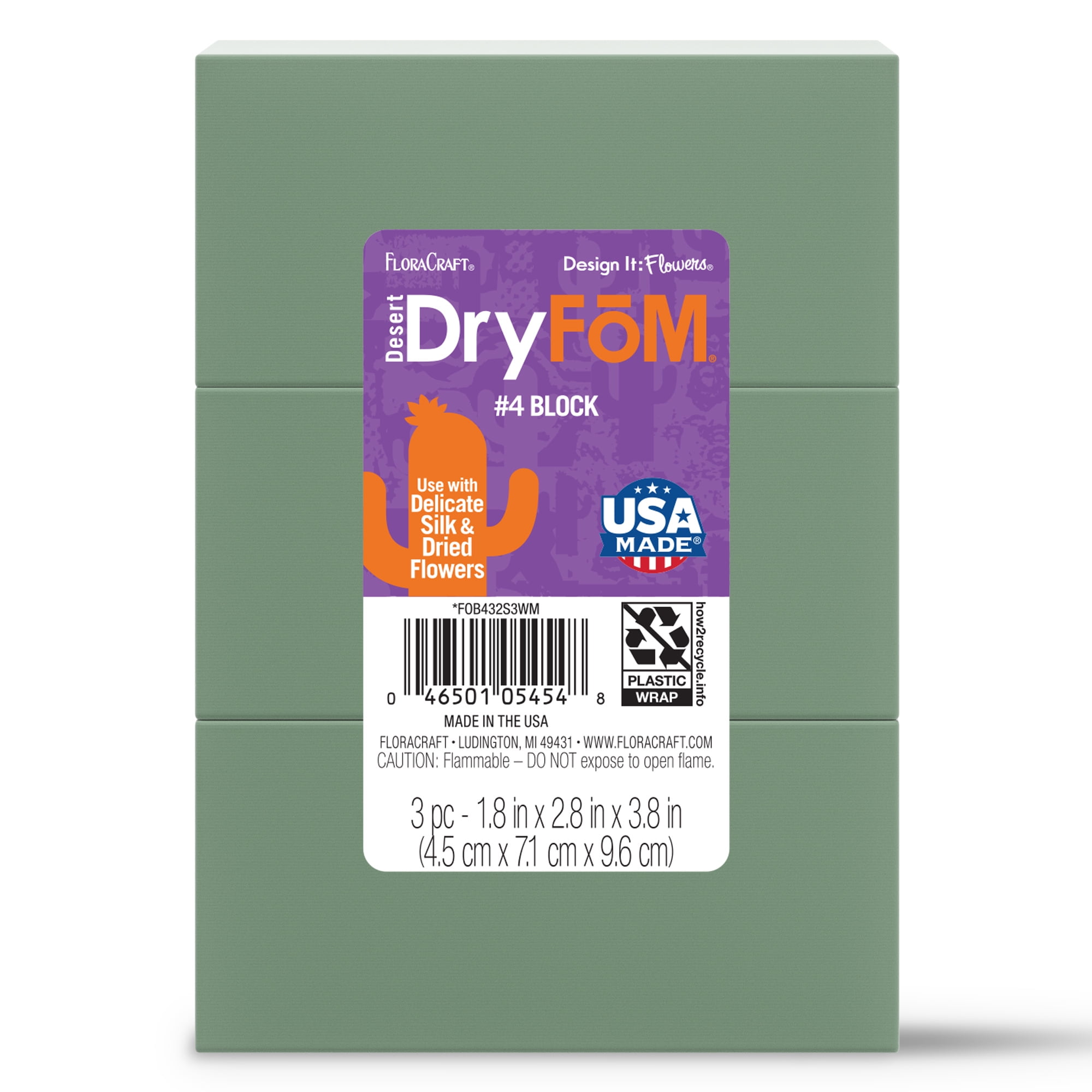 FloraCraft Floral Desert DryFōM 3 Piece Block 1.8 inch x 2.8 inch x 3.8 ...