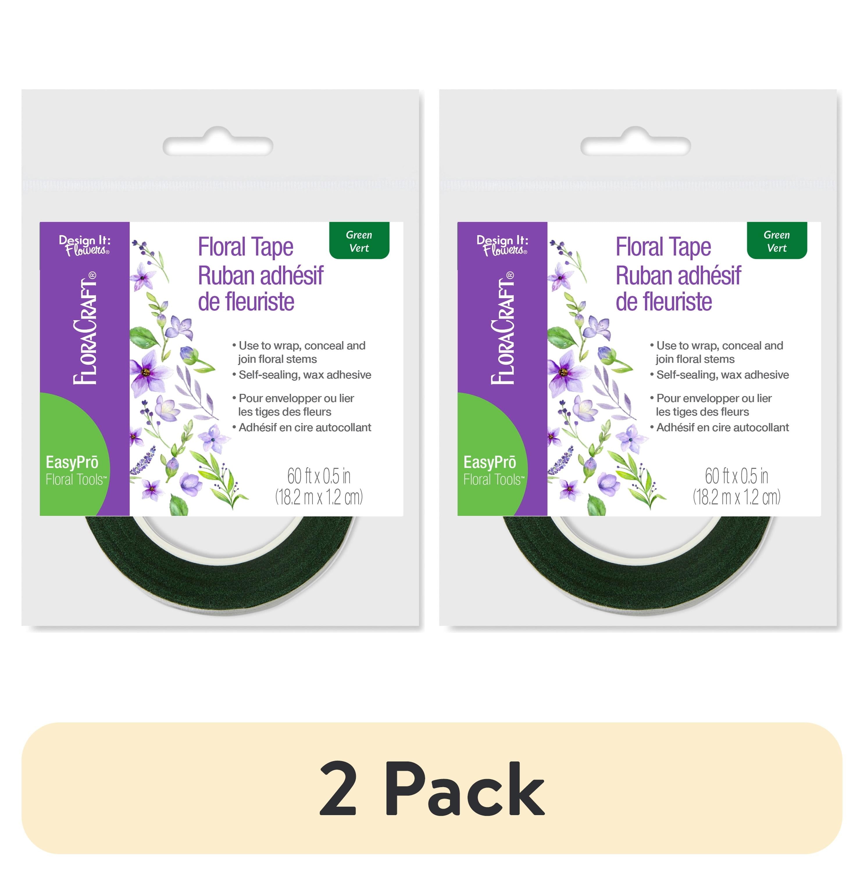 (2 pack) FloraCraft Floral Tape 0.5 inch x 60 feet Green - Walmart.com