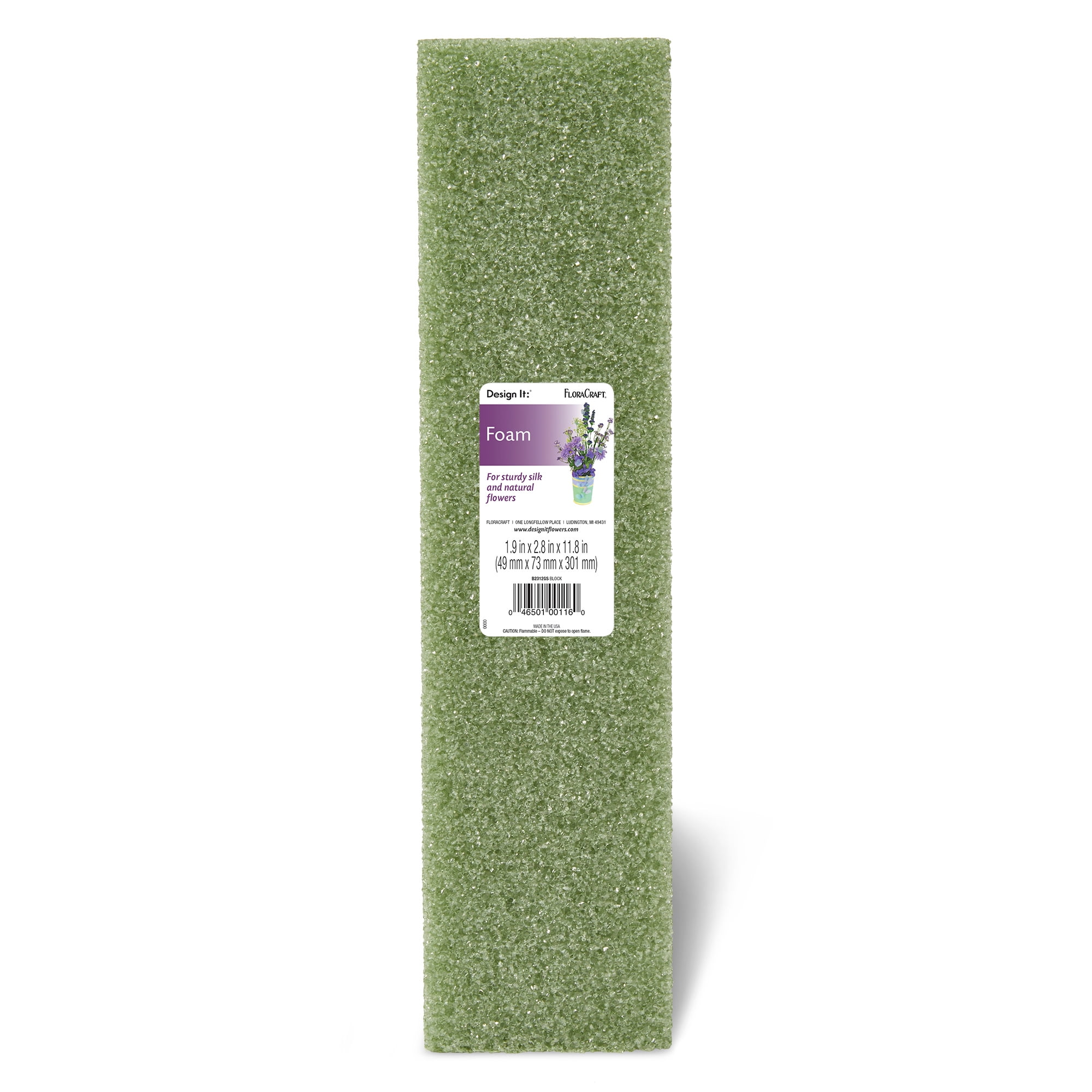 FloraCraft Foam Block 1.9 inch x 2.8 inch x 11.8 inch Green - Walmart.com