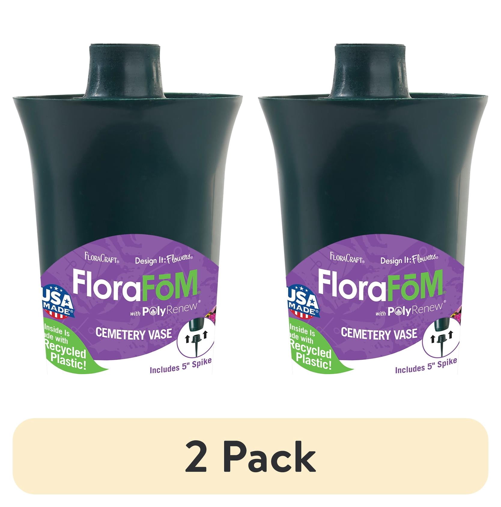 (2 pack) FloraCraft Plastic Cemetery Vase with FloraFōM and Removable ...