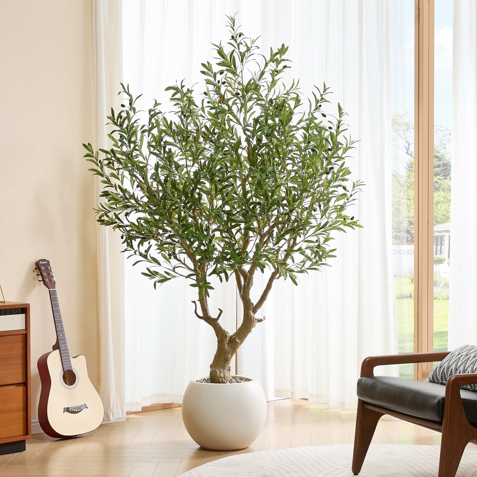 FloraFairy 7.5 Feet Artificial Olive Trees, Indoor Tall Faux Olive Tree ...