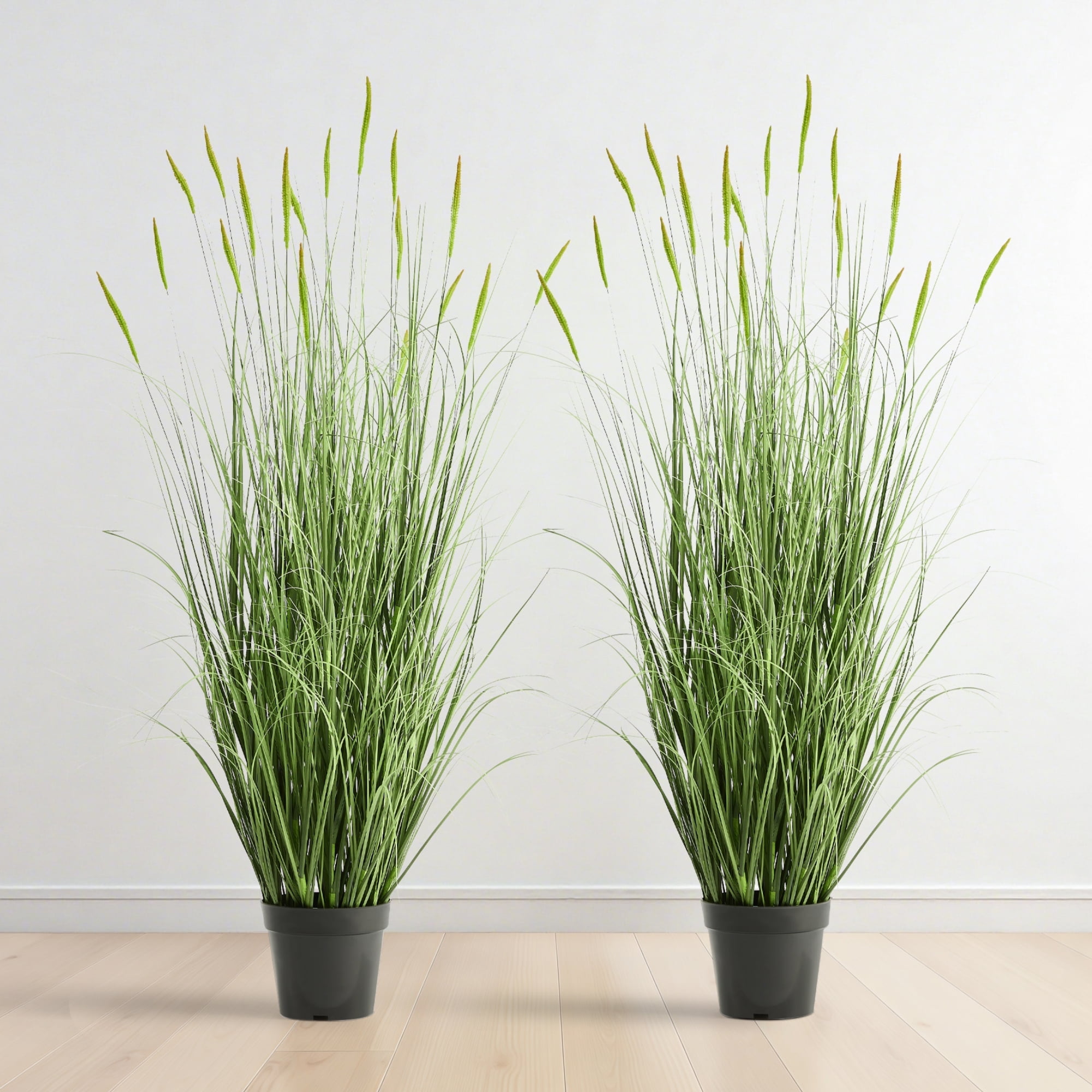 FloraFairy Faux 4ft 2-Pack Horsetail Reed Grass with Green Seed Heads ...