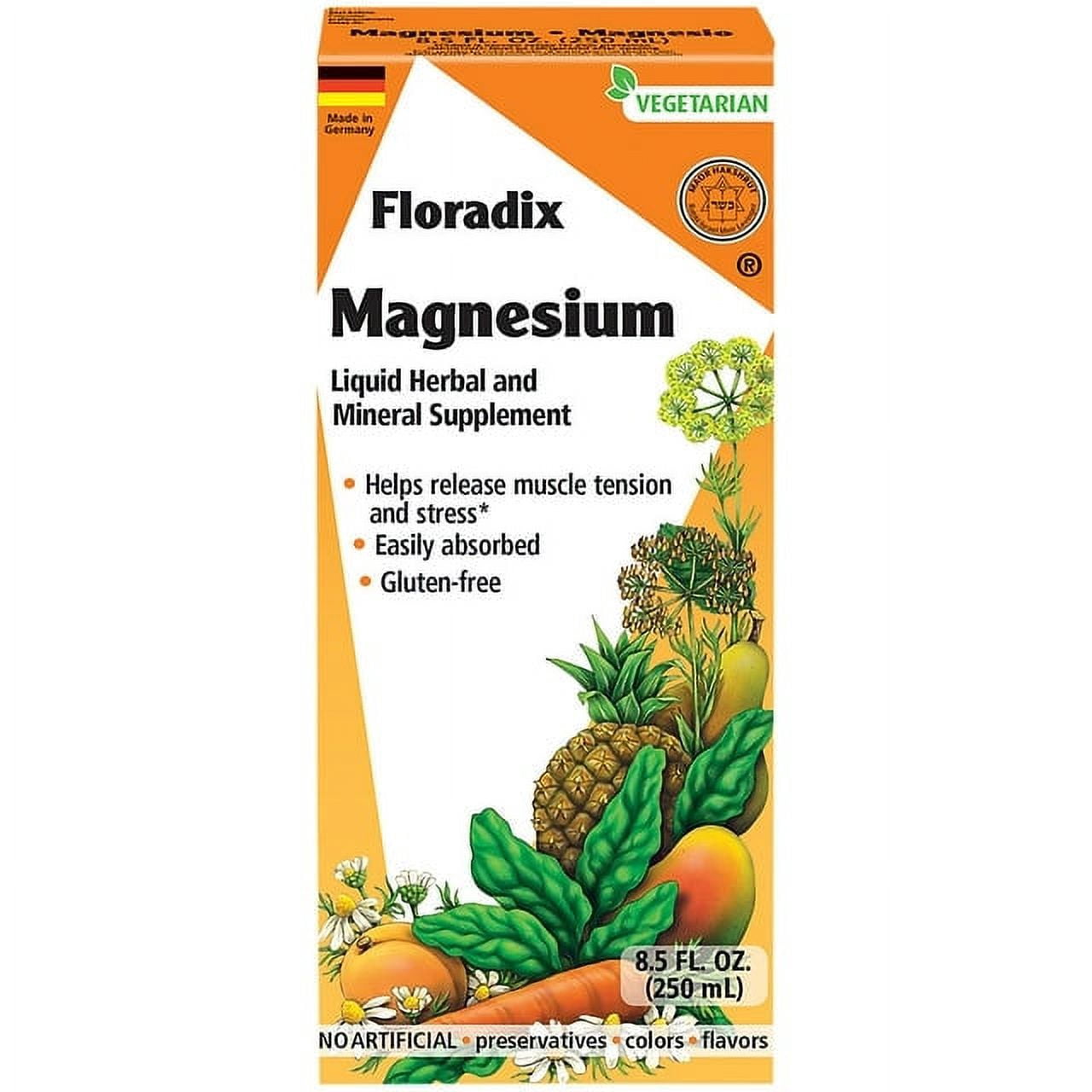 Floradix Magnesium Vegetarian Liquid Supplement For Stress And Muscle ...