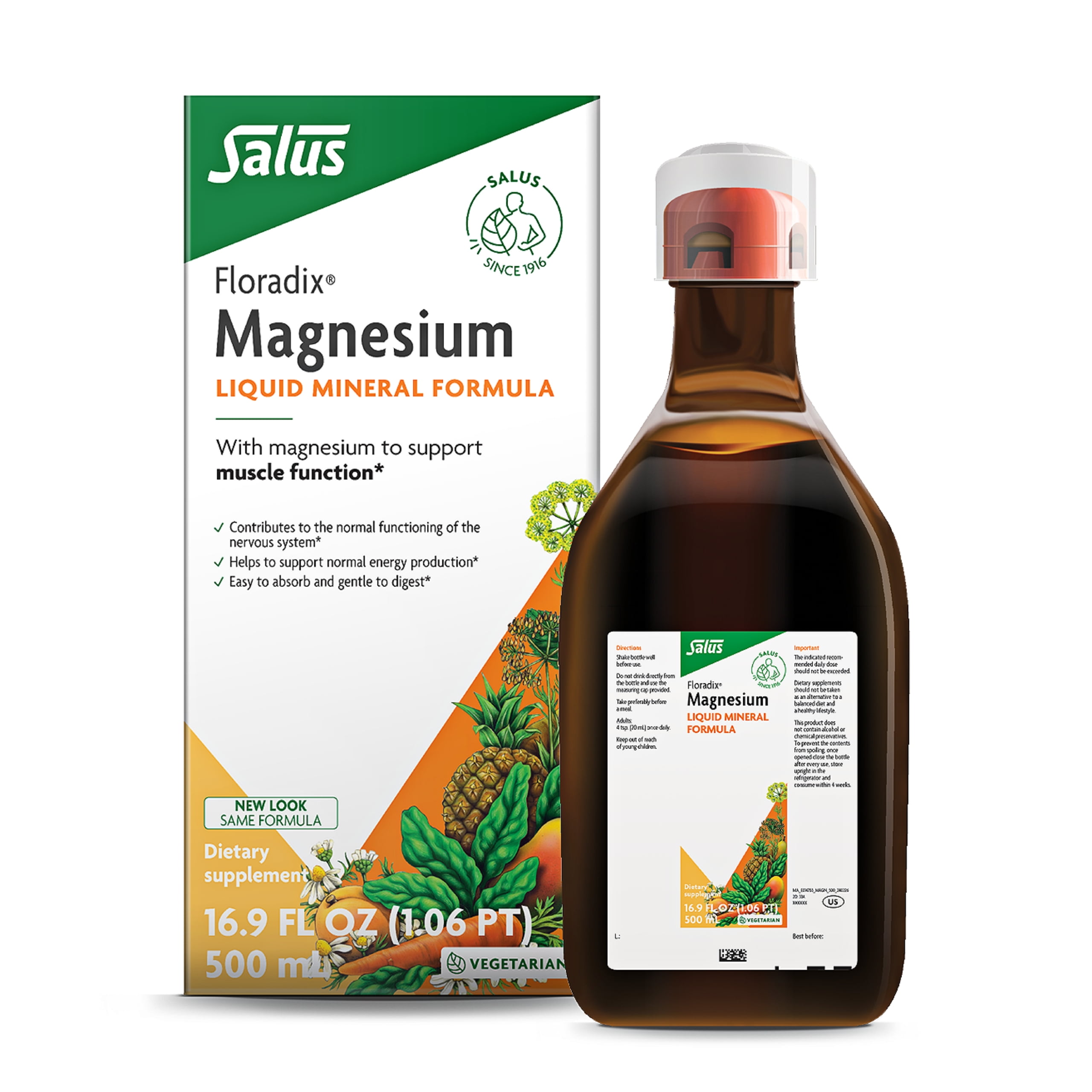 Floradix, Magnesium Vegetarian Liquid Supplement for Muscle and Bone ...