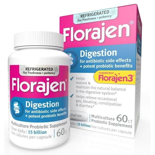 Florajen - Digestion Multiculture Probiotic Supplement 15 Billion CFU ...