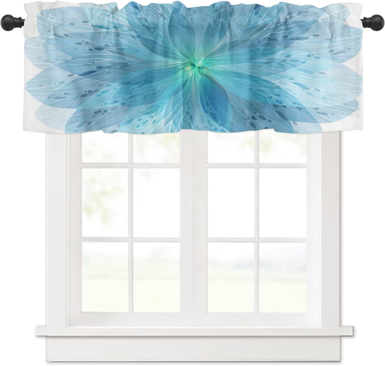Floral 1 Panel Tier Window Curtain Valance Rod Pocket Curtain Insulated ...