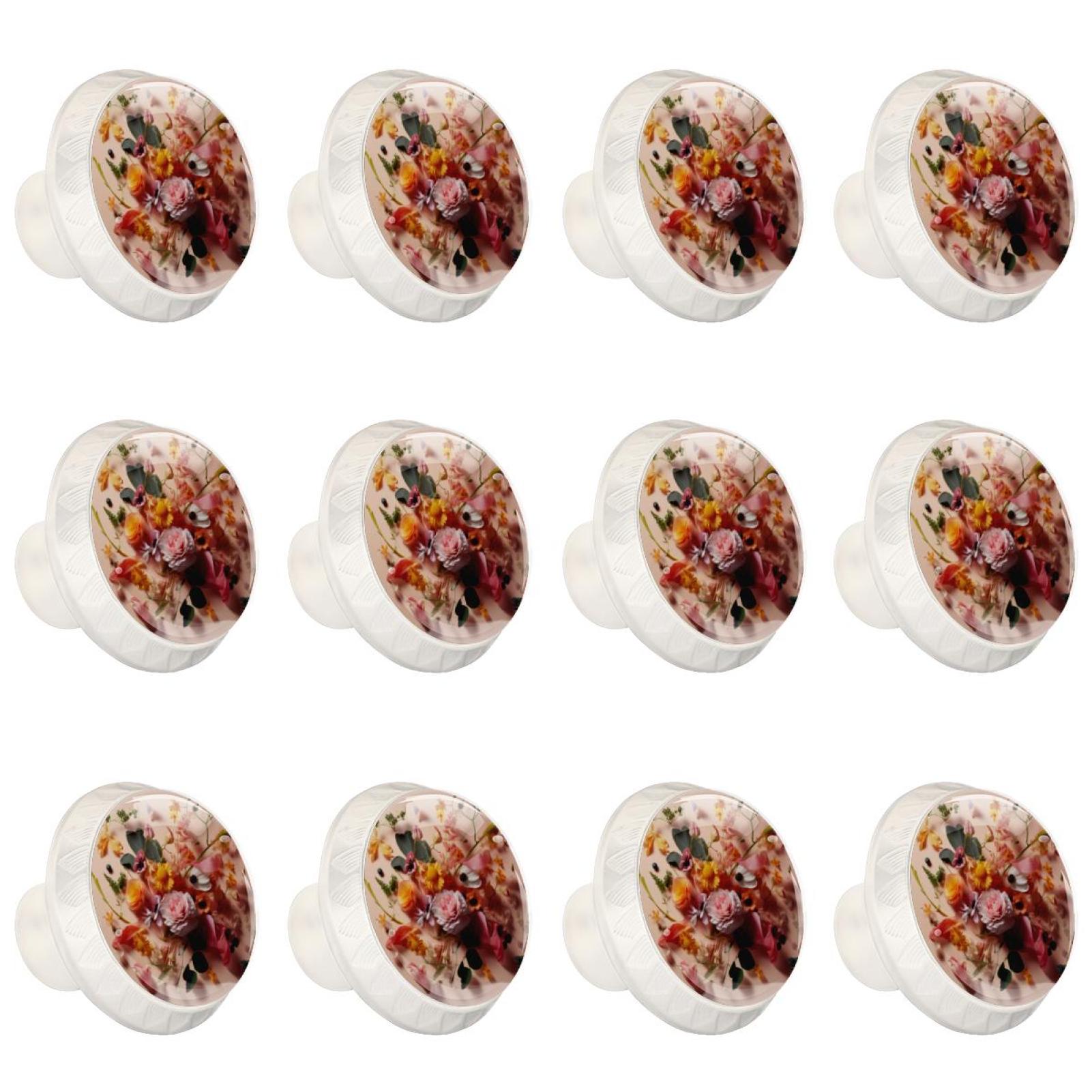 Floral 12 Pcs White Round Drawer Pulls with Screws,ABS and Glass ...