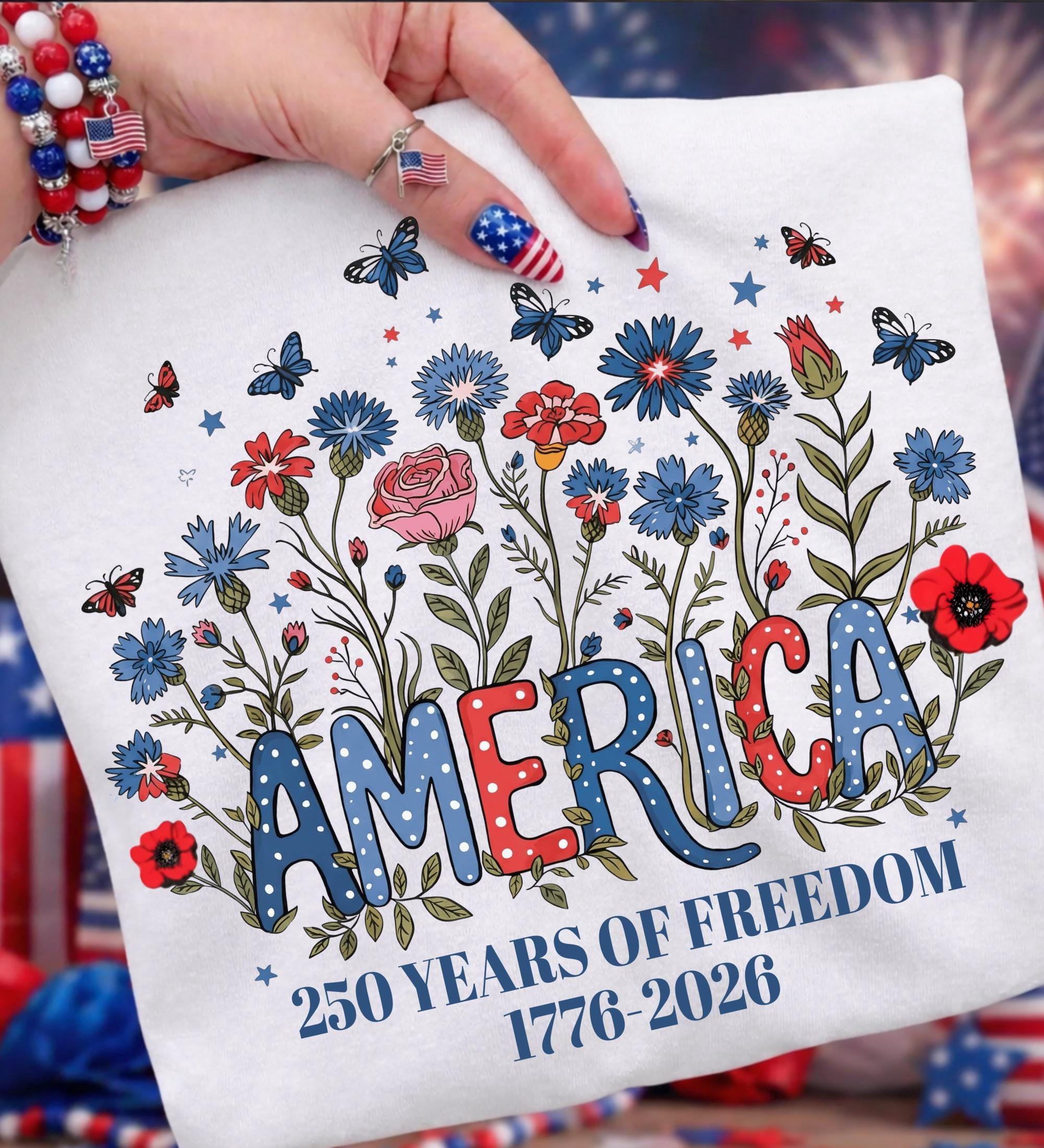 Floral 250th Anniversary Shirt, Wildflower Independence Day Tee, 4th of ...