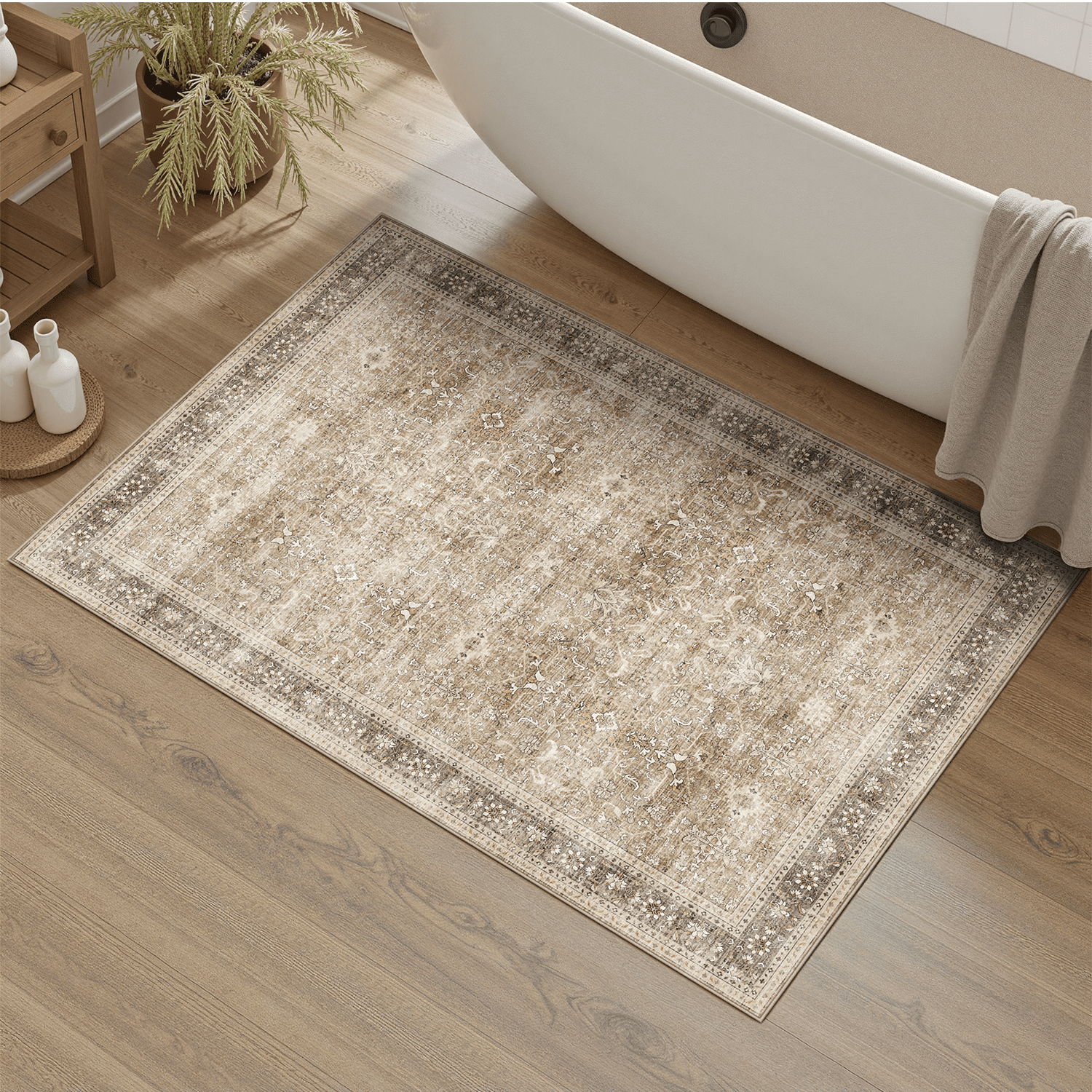 Floral 2x3 Entryway Rug, Machine Washable Soft Non Slip Vintage Floral ...