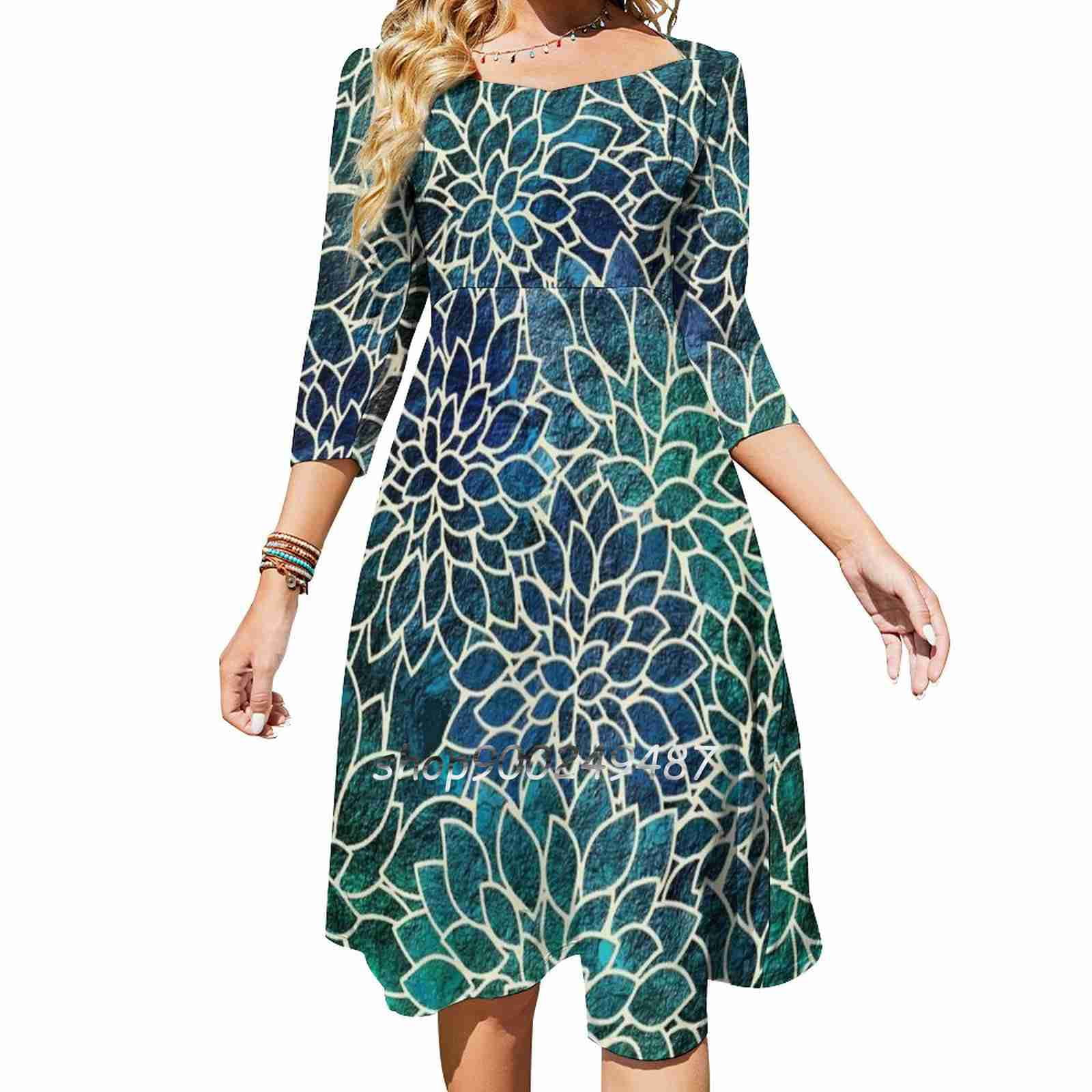 Floral Abstract #4 Evening Party Dresses Midi Sexy Dress Female Sweet ...