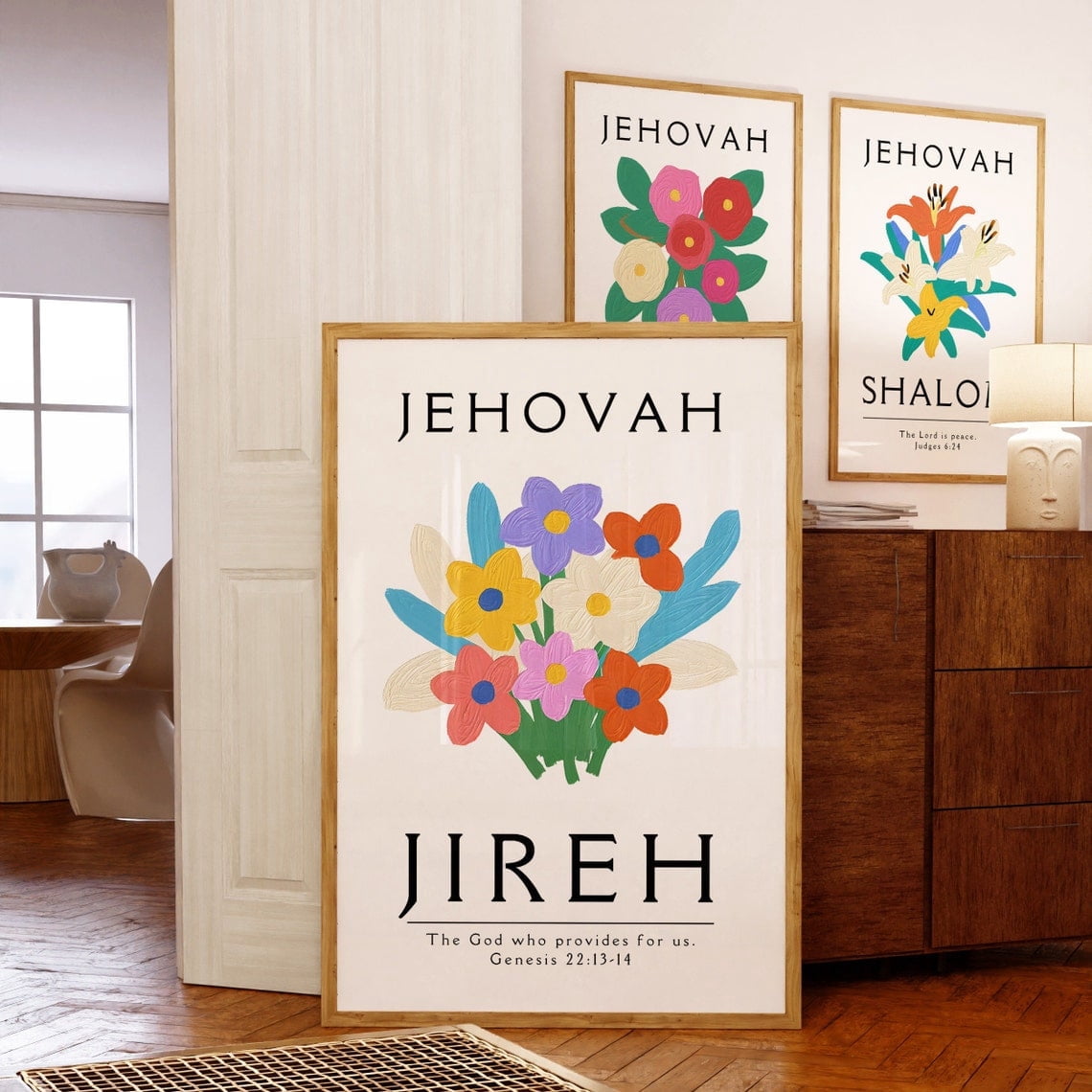 Floral Abstract Gallery Wall For Christian Home Wall Decor For ...