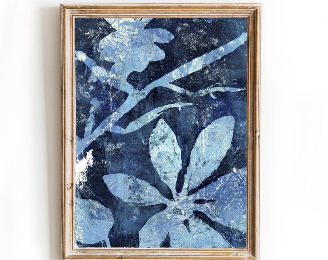 Floral Abstract Plant Wall Art Art Monochromatic Botanical Plant Leaves ...