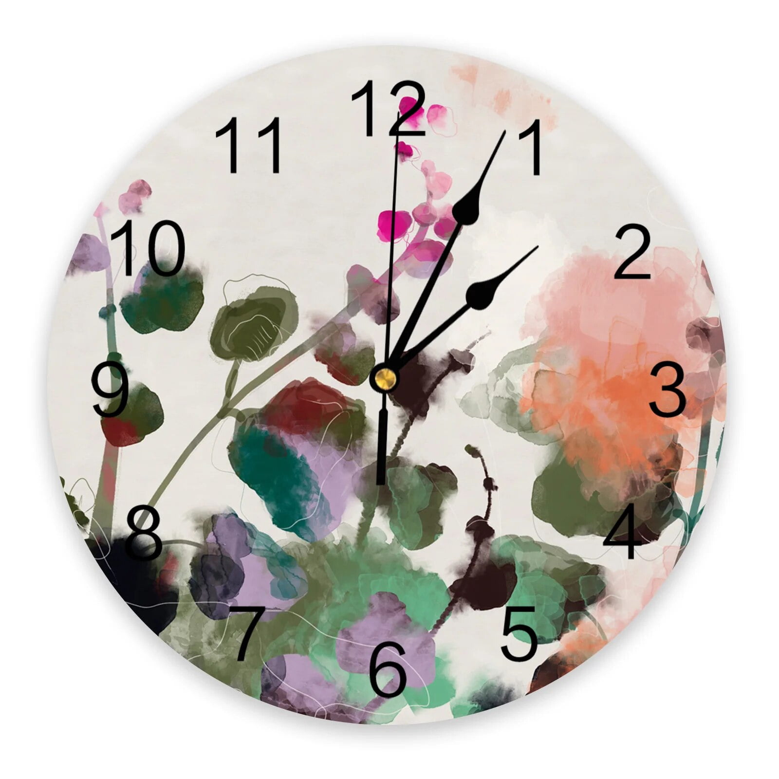 Floral Abstract Wall Clock Large Modern Kitchen Dinning Round Wall ...
