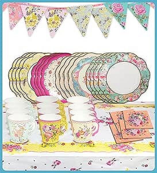 Floral Afternoon Tea Party Decorations for 16 Guests Disposable ...