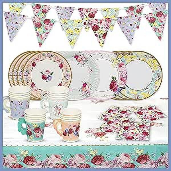 Floral Afternoon Tea Party Decorations for 16 Guests Disposable ...