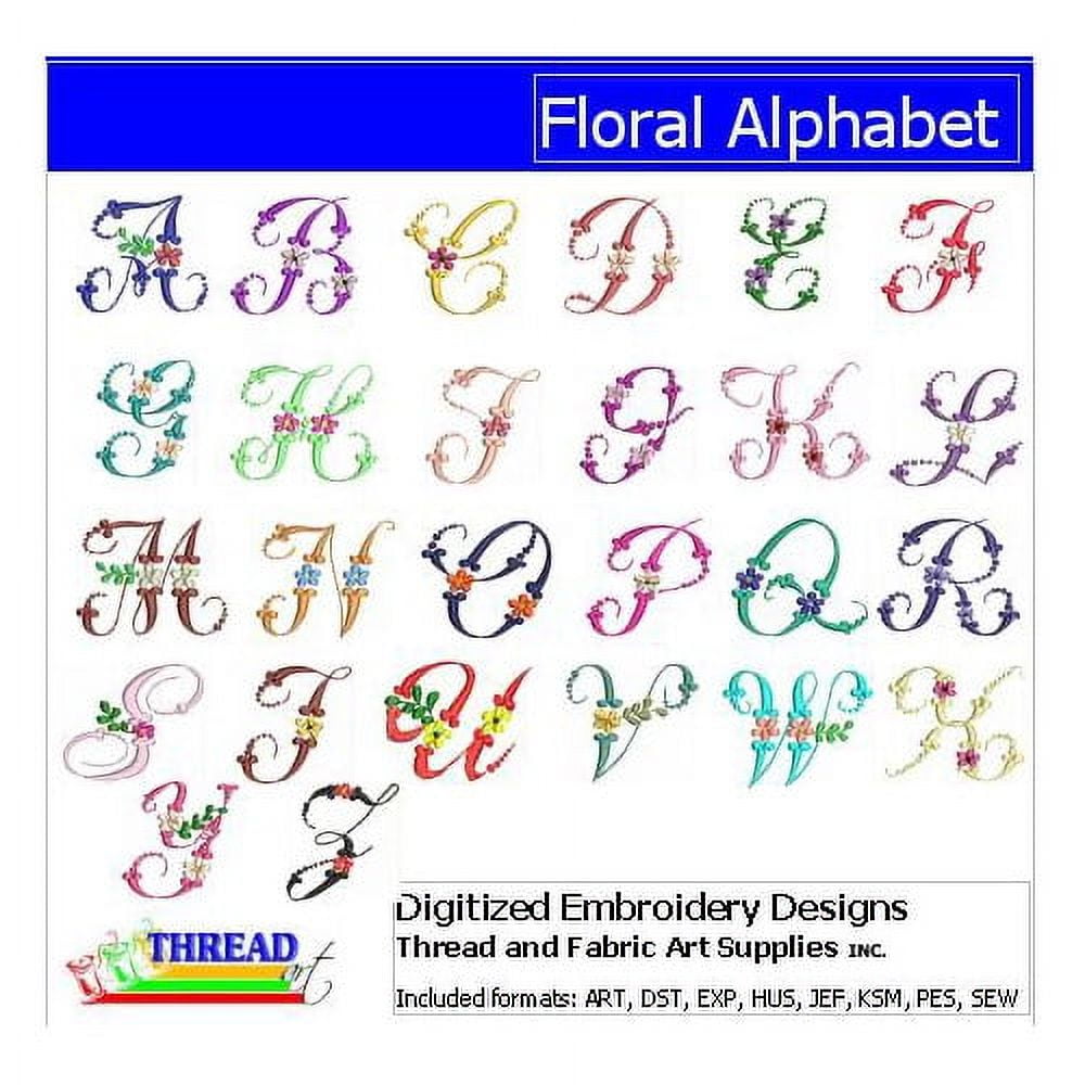 Floral Alphabet CD Embroidery Designs - All Popular Formats Included ...
