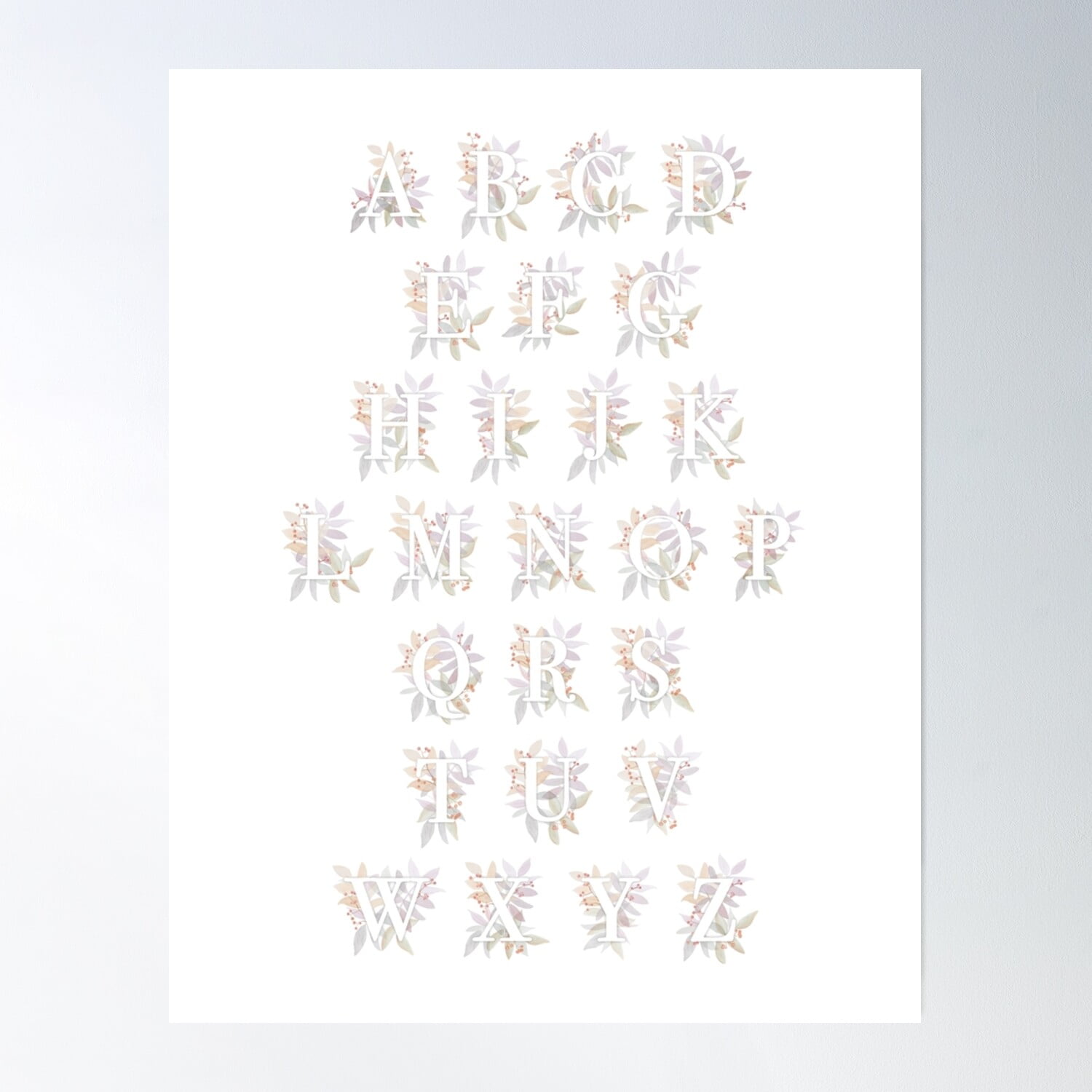 Floral Alphabet Poster Poster Wall Art, Modern Wall Decor, 8x12 ...