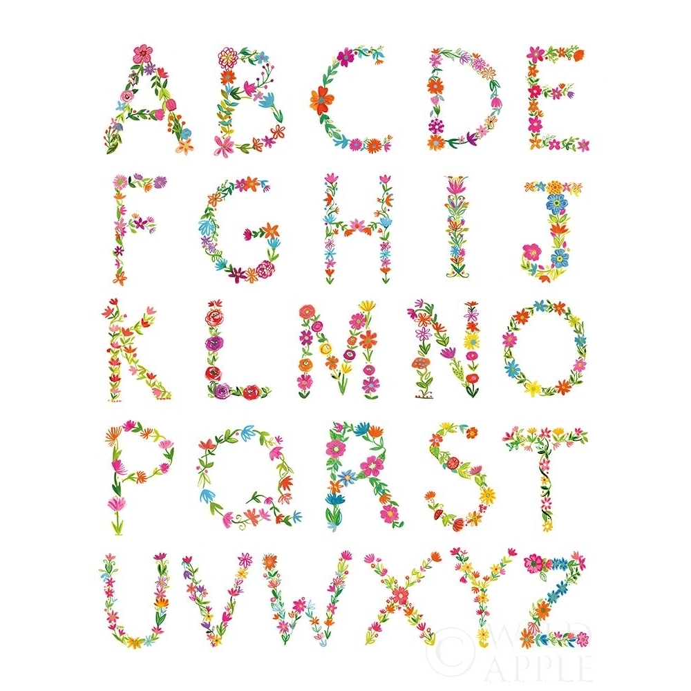 Floral Alphabet Poster Print by Farida Zaman - Walmart.com