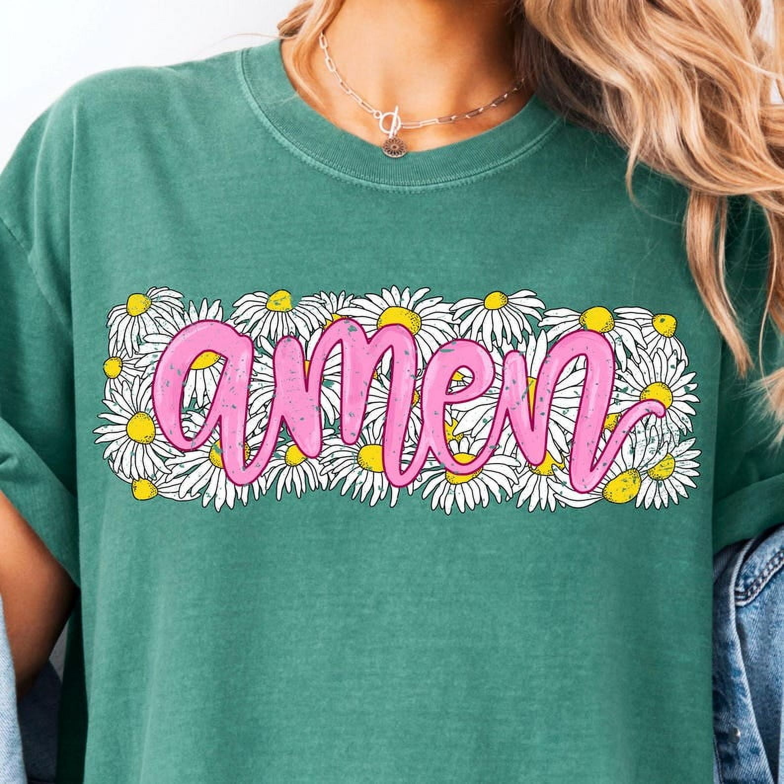 Floral Amen Christian Easter T-Shirt, Retro Jesus Cross Daisy Shirt ...