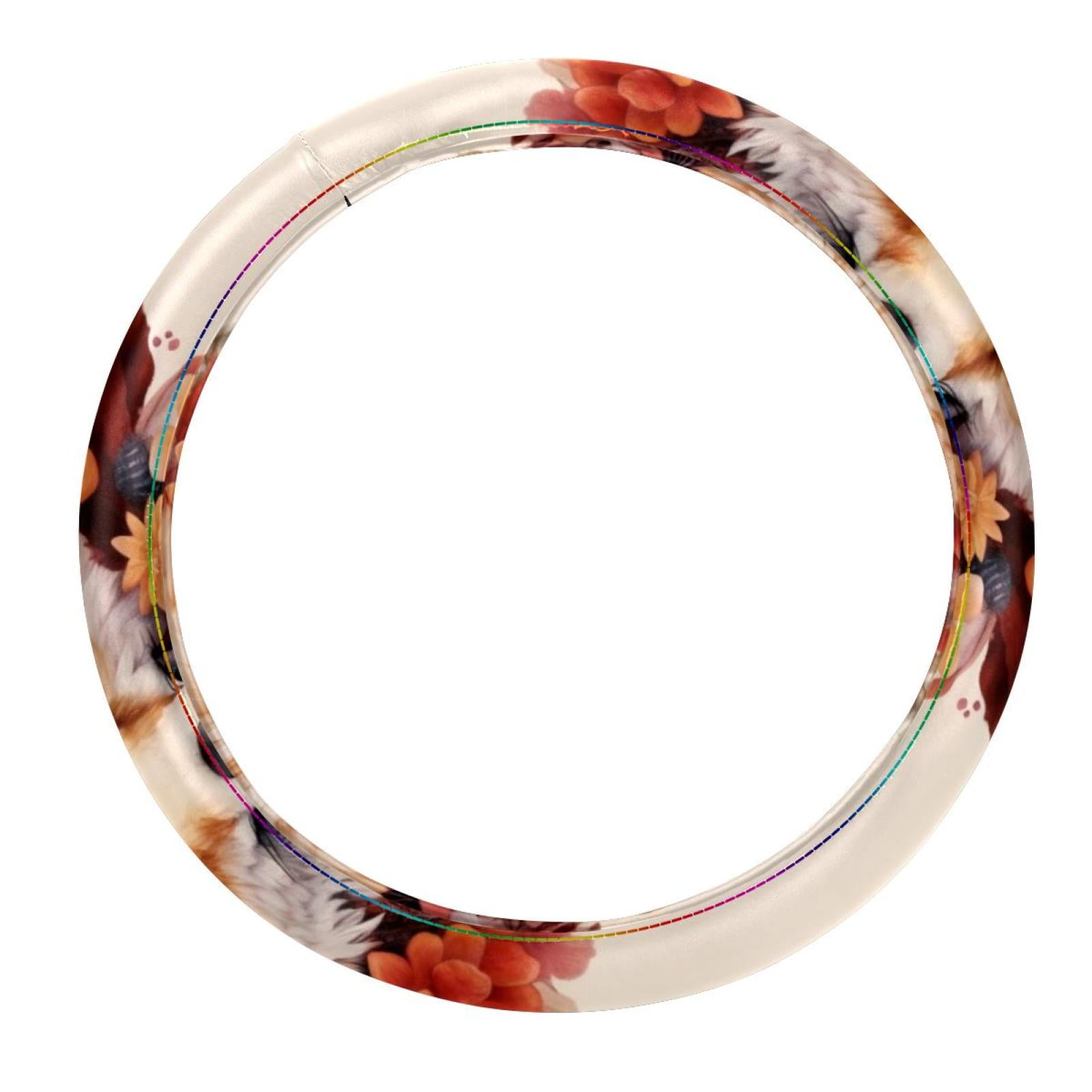 Floral Animal 14.5 Inch Printing PVC Leather Steering Wheel Cover Car ...